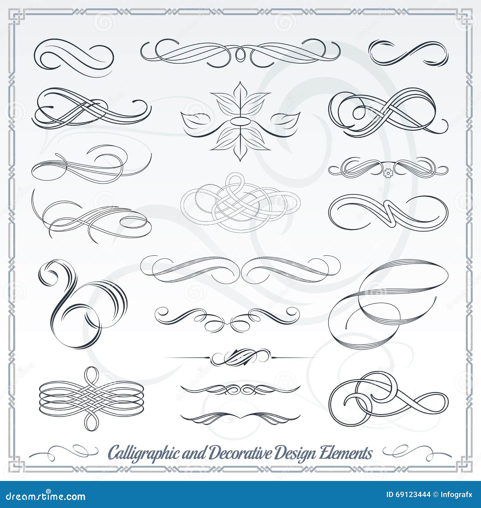 Calligraphic Decorative Design Elements Stock Vector - Illustration of ...
