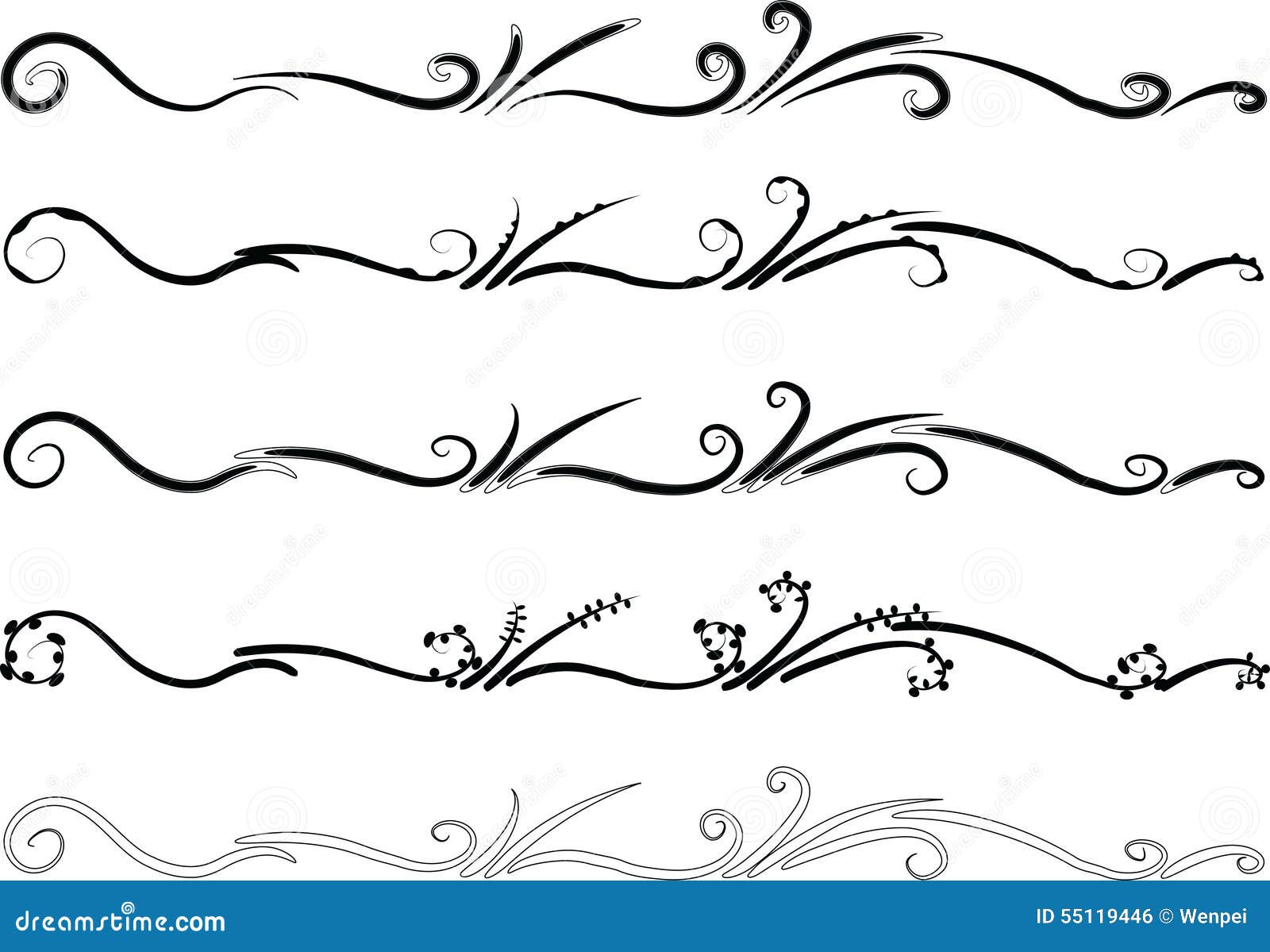 Calligraphic Decorative Elements with Lines Stock Illustration ...