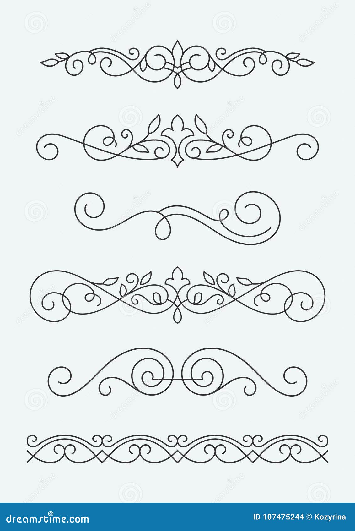 Calligraphic Decorative Elements. Stock Vector - Illustration of ...