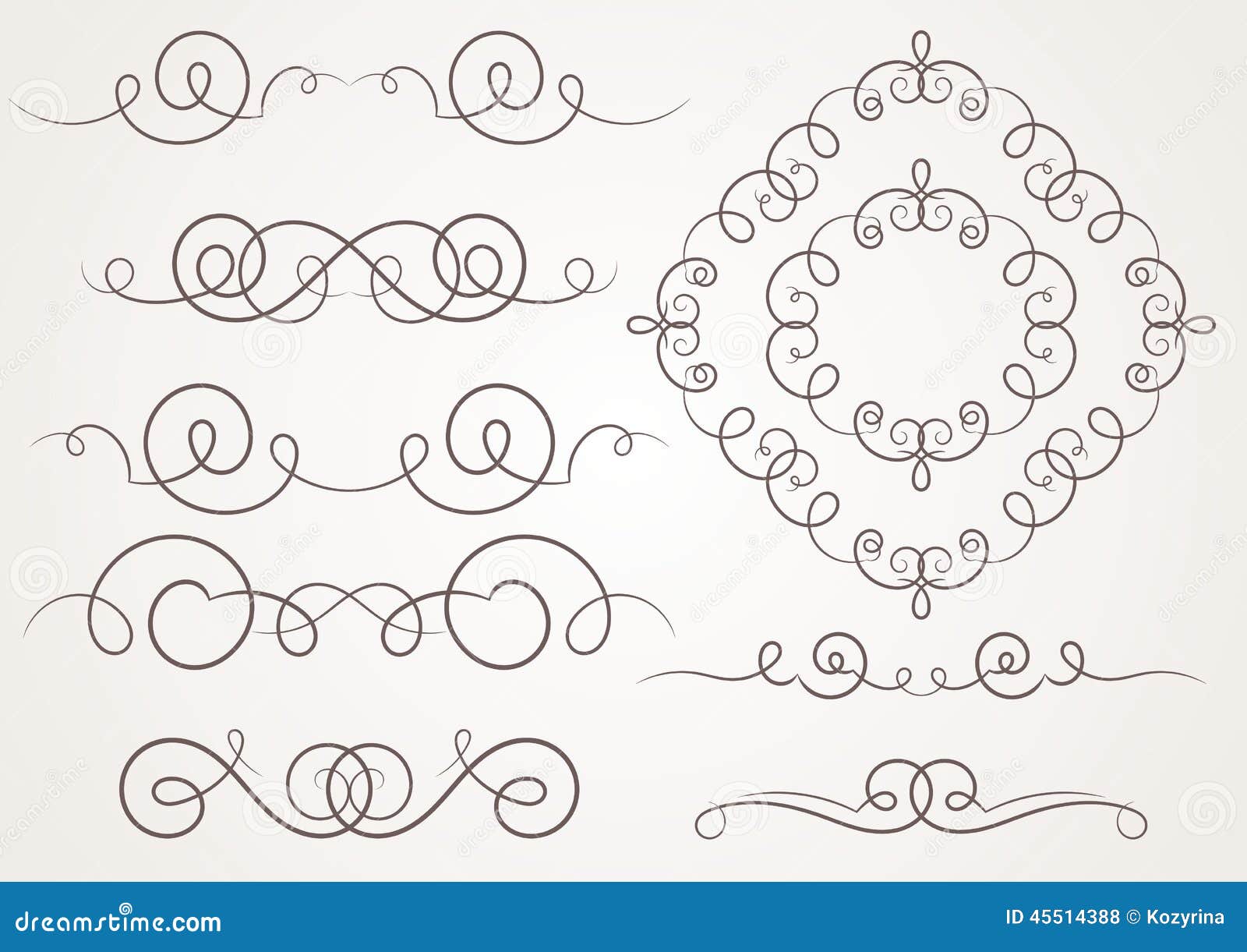Calligraphic Decorative Elements. Stock Vector - Illustration of line ...