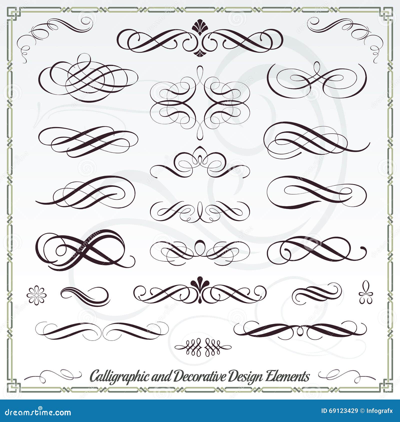 Decorative Elements In Vintage Style For Decoration Layout, Framing ...
