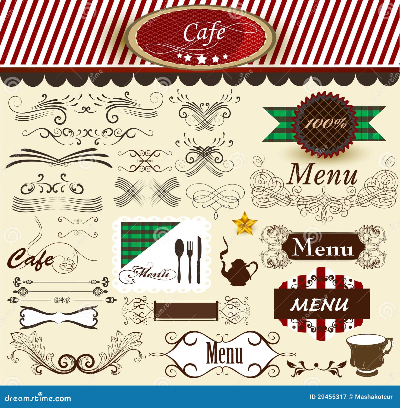 Calligraphic Decorative Retro Elements for Cafe and Menu Design Stock ...