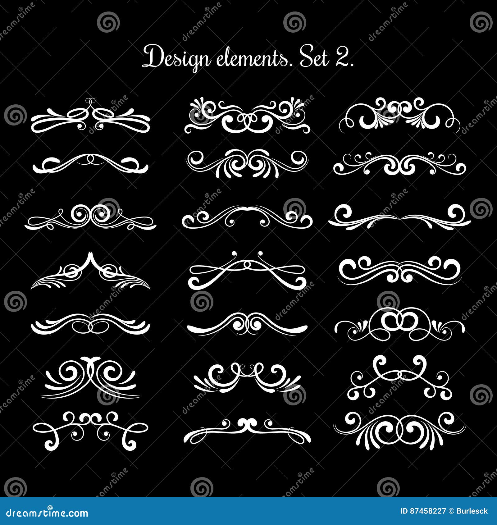 Calligraphic Decorative Scroll Elements. Vector Hand Calligraphy Design ...