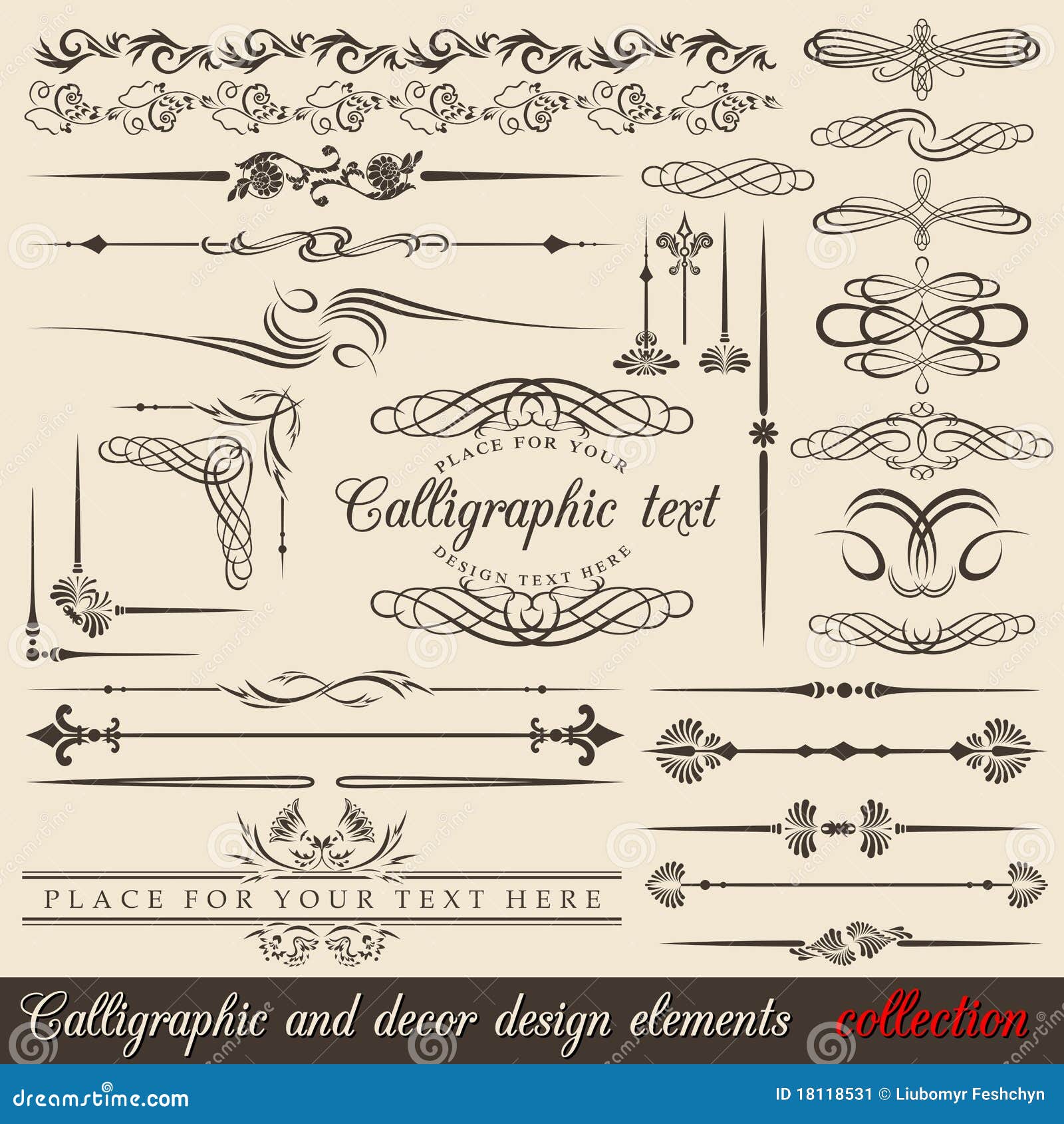 Calligraphic Design Elements Stock Vector - Illustration of detail ...