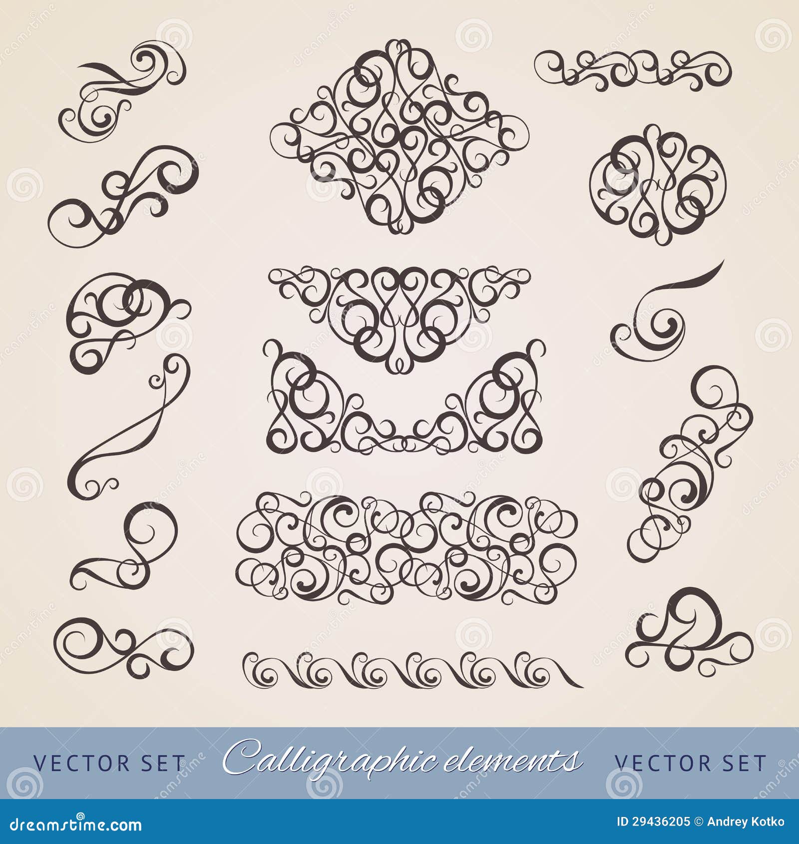 Calligraphic Design Elements. Stock Vector - Illustration of element ...