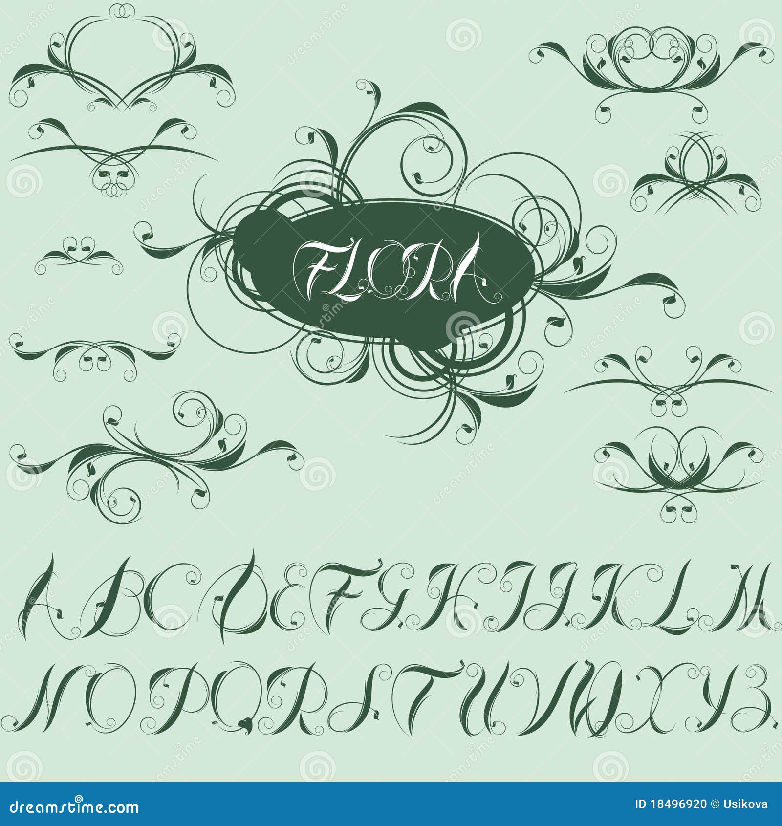 Calligraphic Design Elements and Alphabet Stock Vector - Illustration ...
