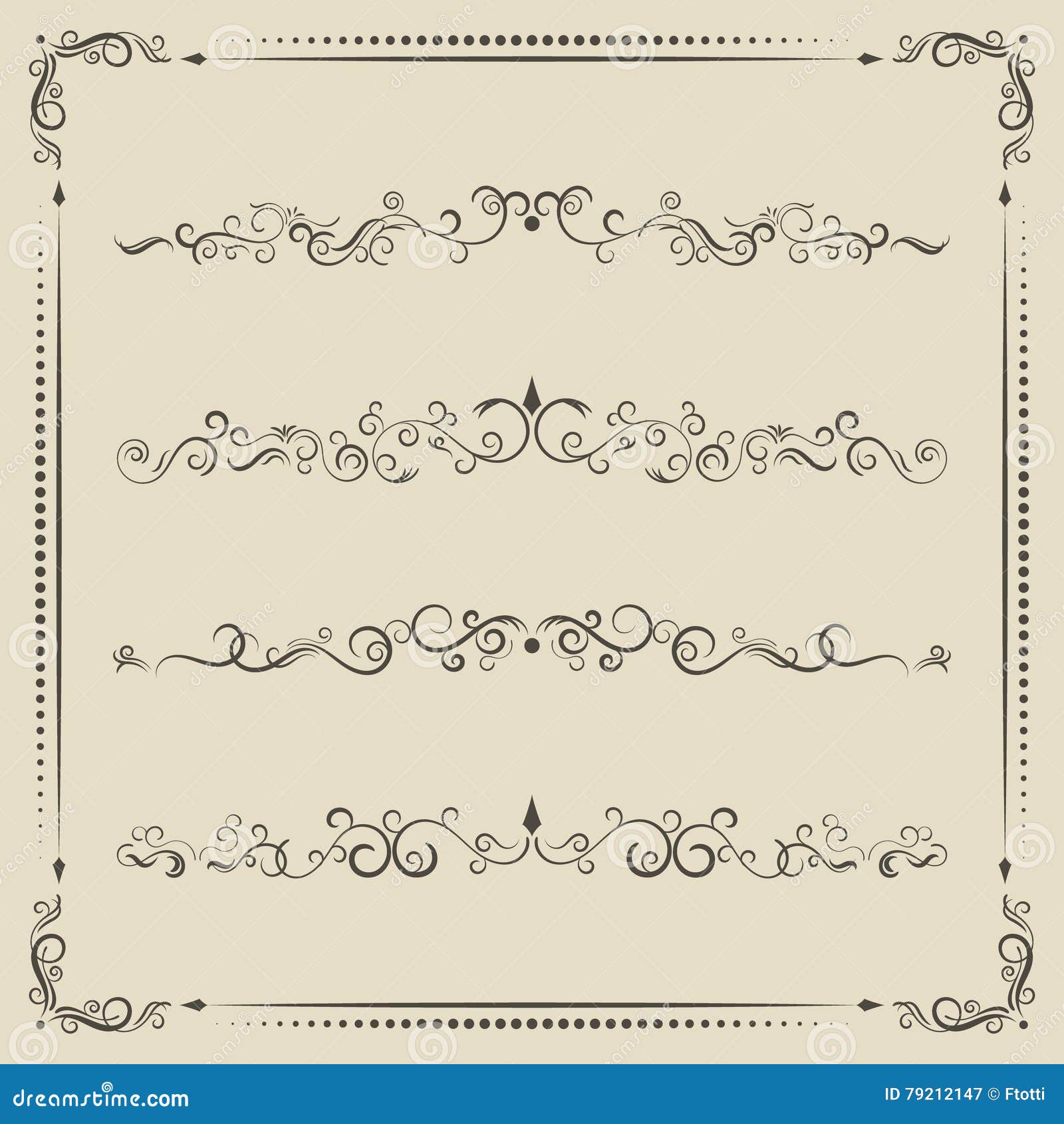 Calligraphic Design Elements, Curves and Spirals. Stock Vector ...