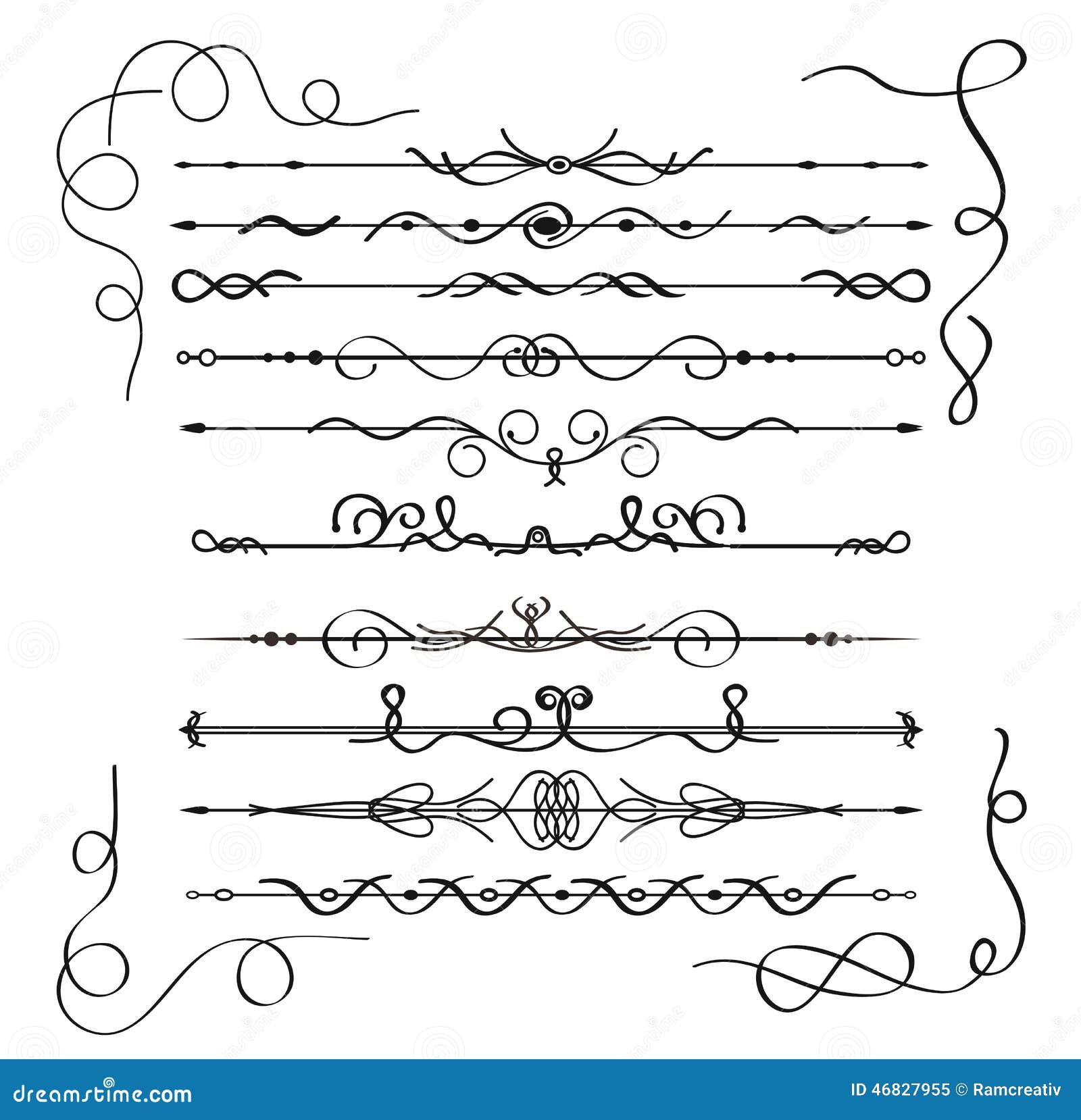 Calligraphic Design Elements or Decorations Stock Vector - Illustration ...