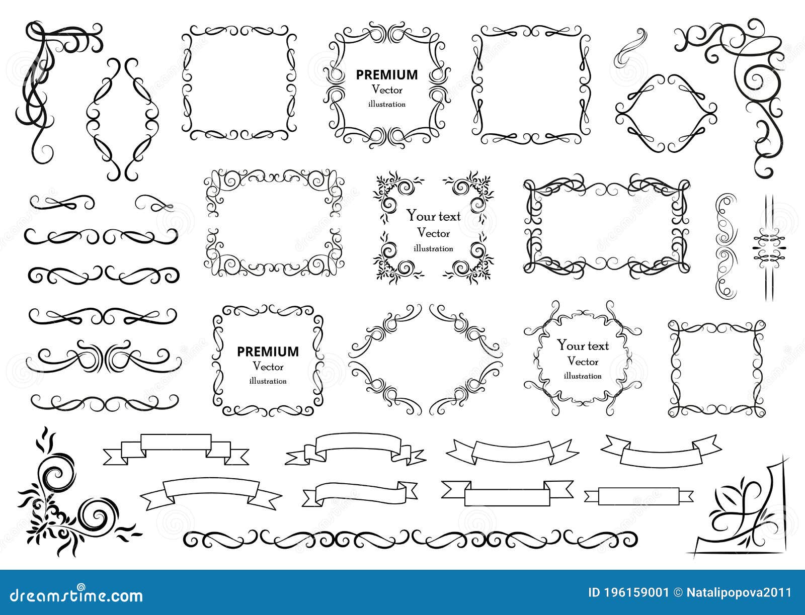 Calligraphic Design Elements . Decorative Swirls or Scrolls, Vintage ... Calligraphic Design Elements . Decorative Swirls or Scrolls, Vintage ...