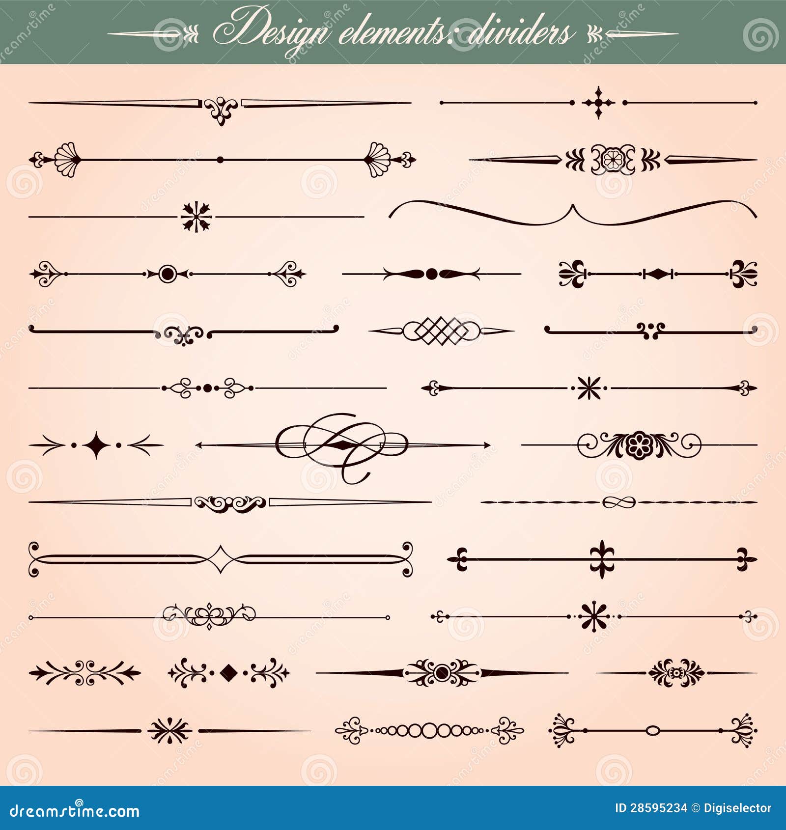 Calligraphic Design Elements, Dividers and Dashes Stock Vector ...