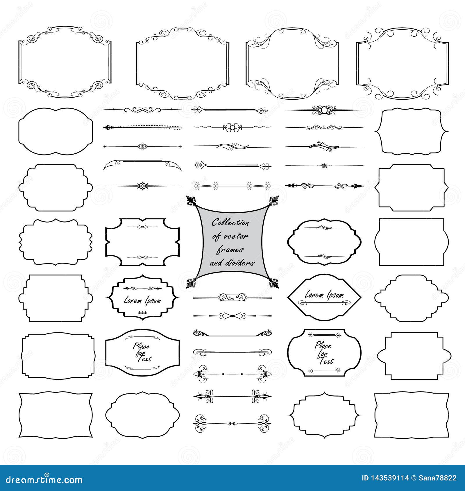 Calligraphic Design Elements. Dividers, Frames of Different Shapes ...