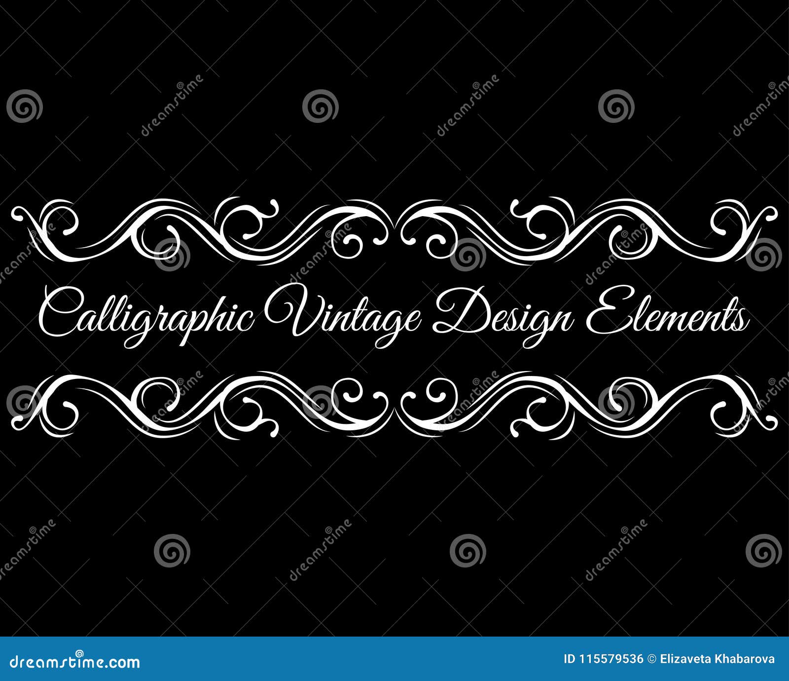 Calligraphic Design Elements. Flourish Swirls, Scroll Filigree Frame ...