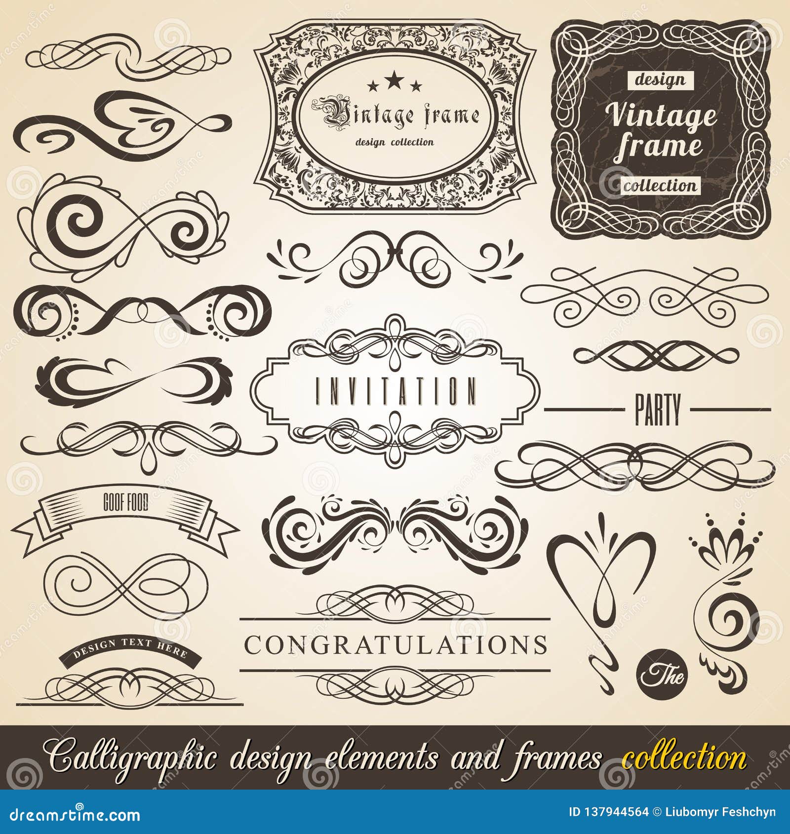 Calligraphic Design Elements and Frames. Vintage Collection. Vector ...