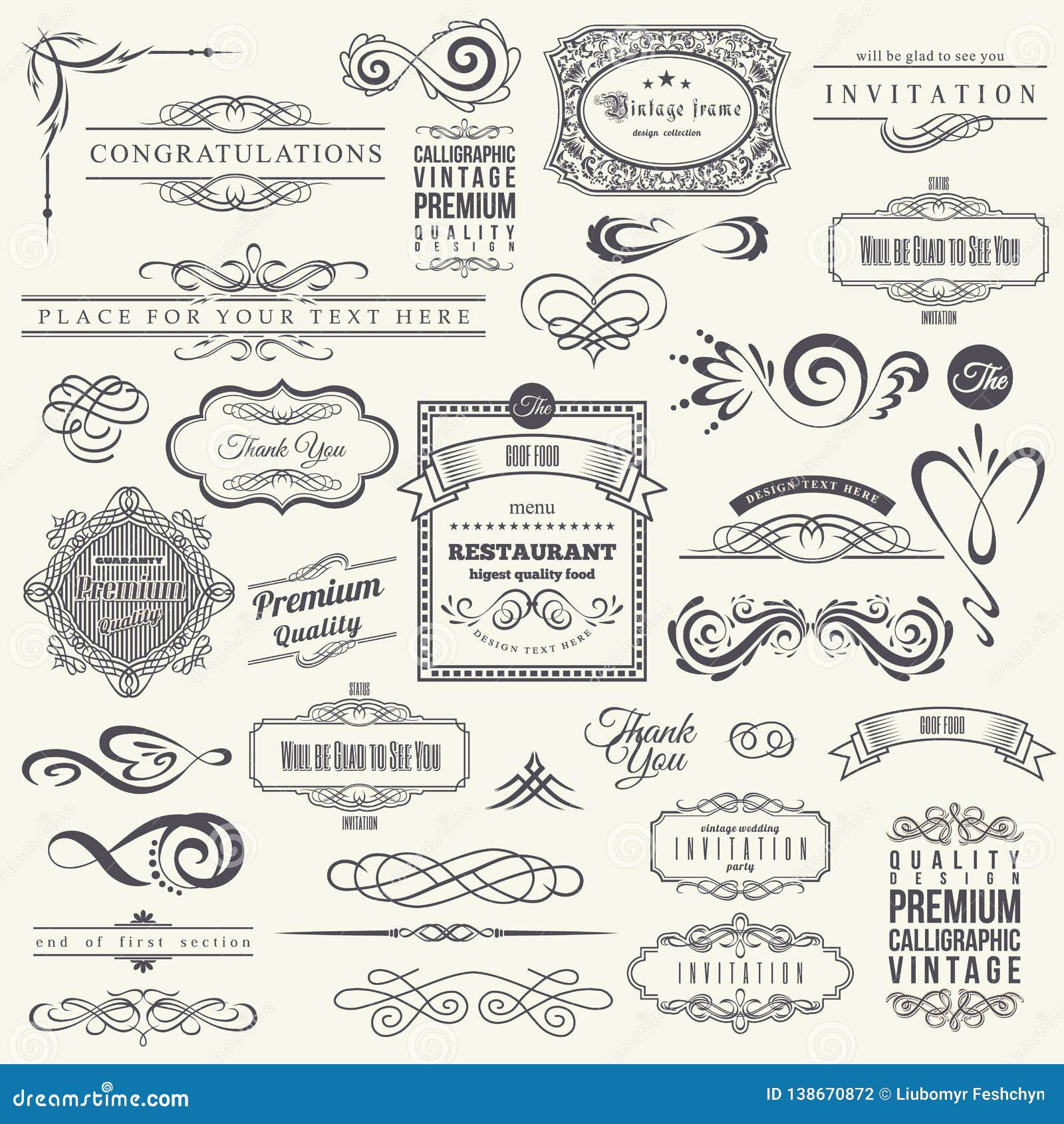 Calligraphic Design Elements and Frames. Vintage Collection. Vector ... Calligraphic Design Elements and Frames. Vintage Collection. Vector ...