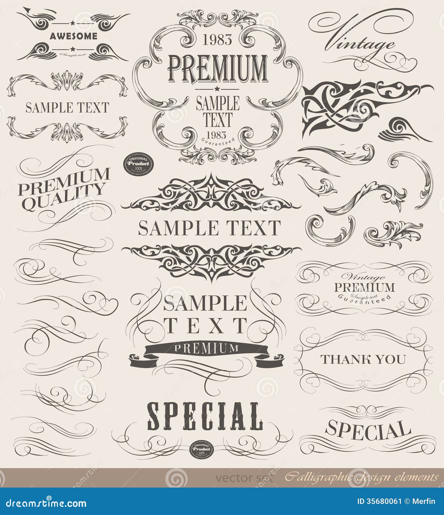 Calligraphic Design Elements Stock Vector - Illustration of calligraphy ...