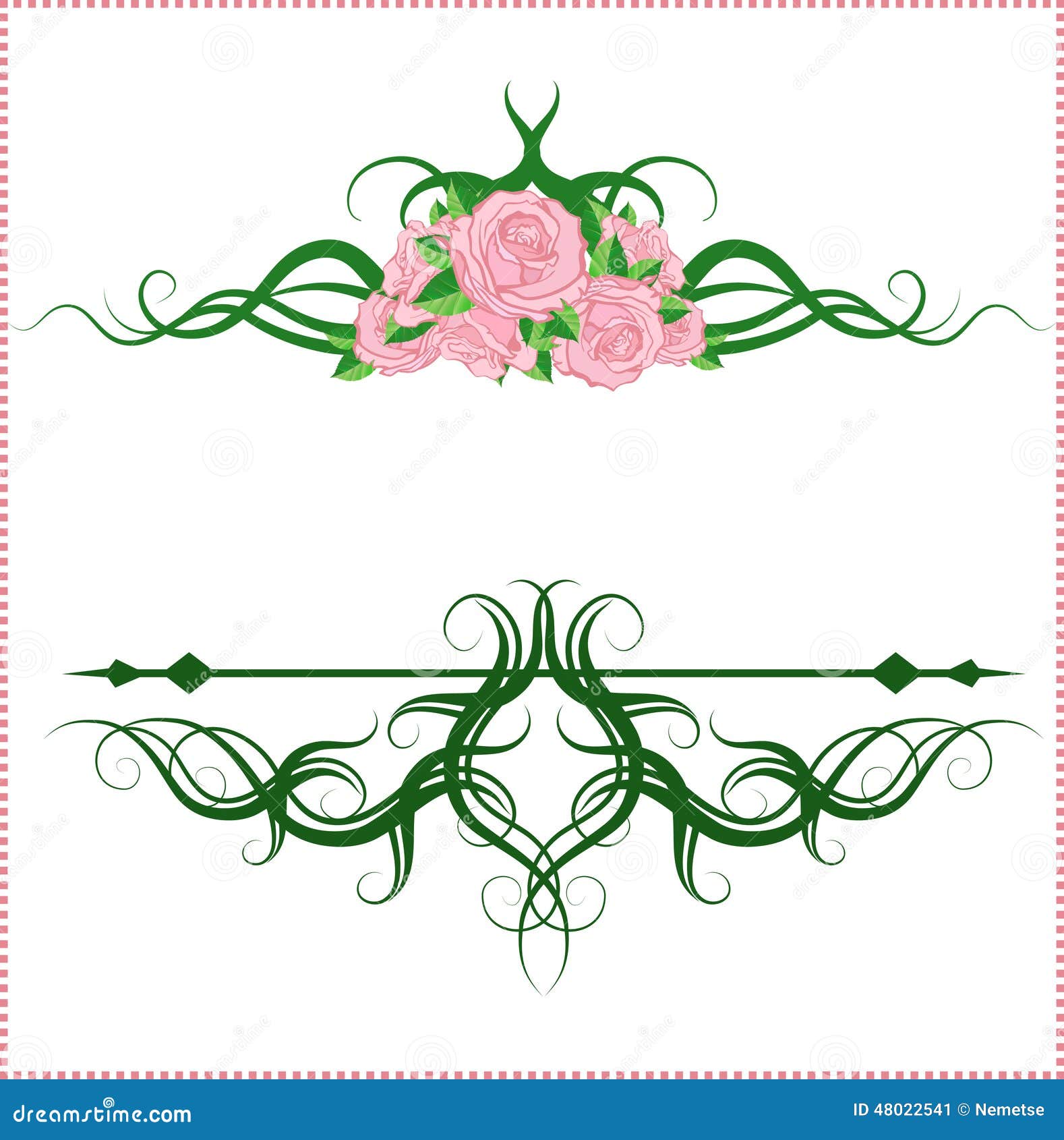 Calligraphic Design Elements with Roses Stock Vector - Illustration of ...