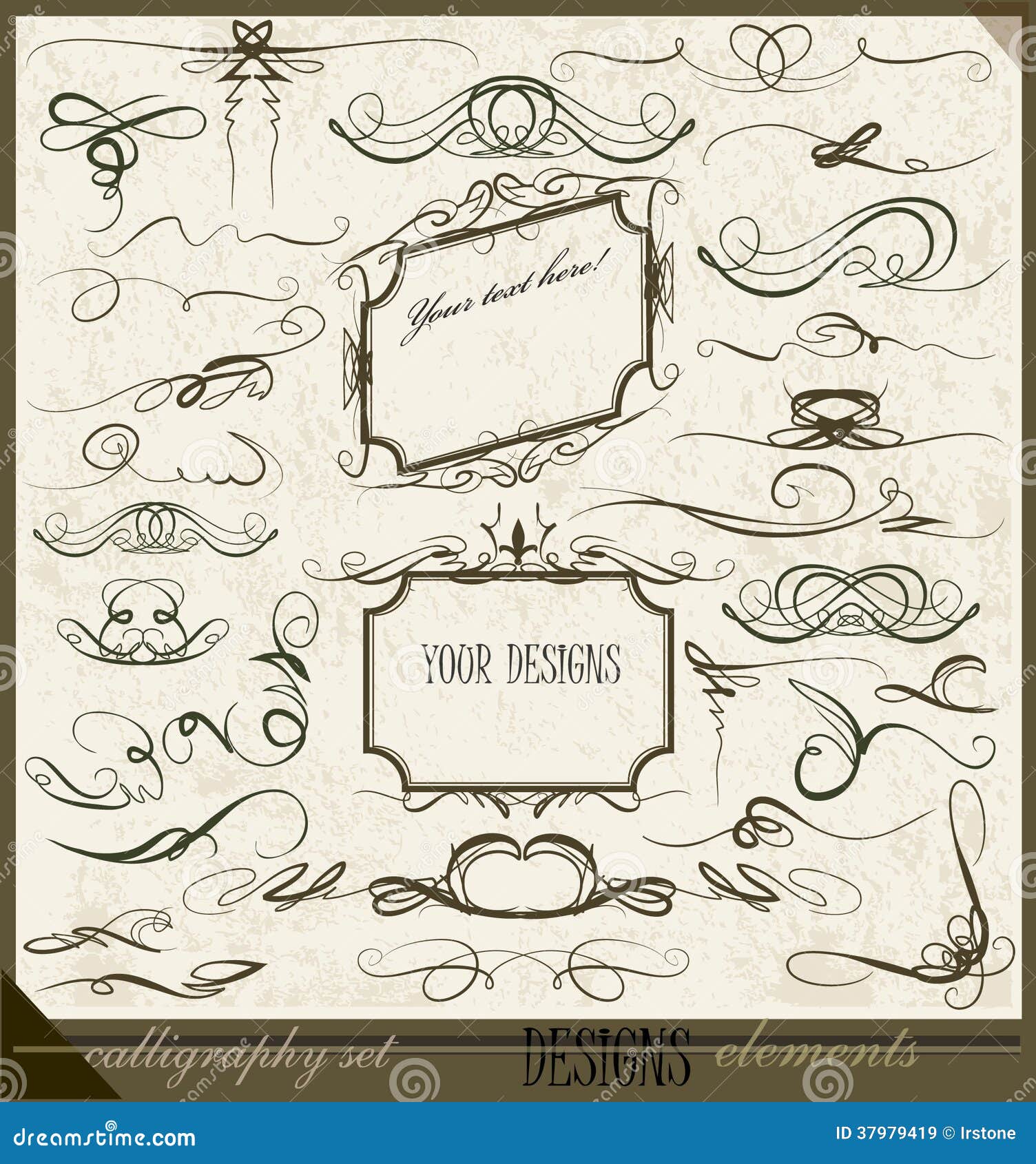 Calligraphic Design Elements Set Stock Vector - Illustration of menu, elegant: 37979419