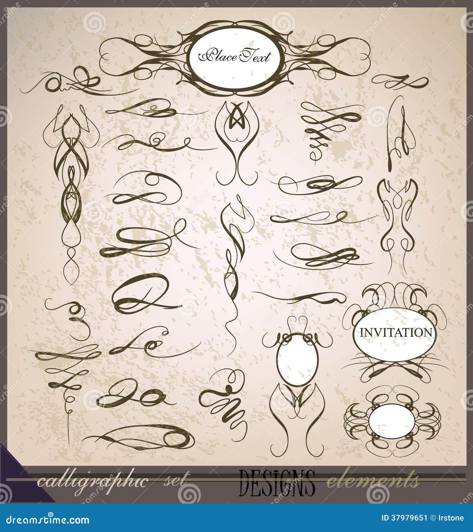 Calligraphic Design Elements Set Stock Vector - Illustration of border, label: 37979651