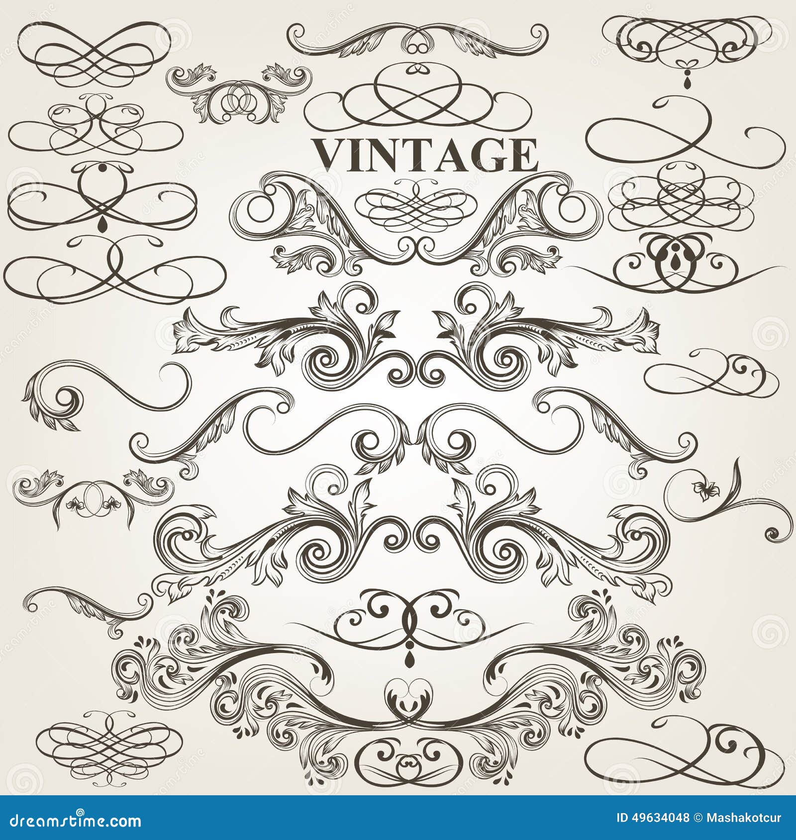 Calligraphic Design Elements Set Stock Vector - Illustration of divider ...