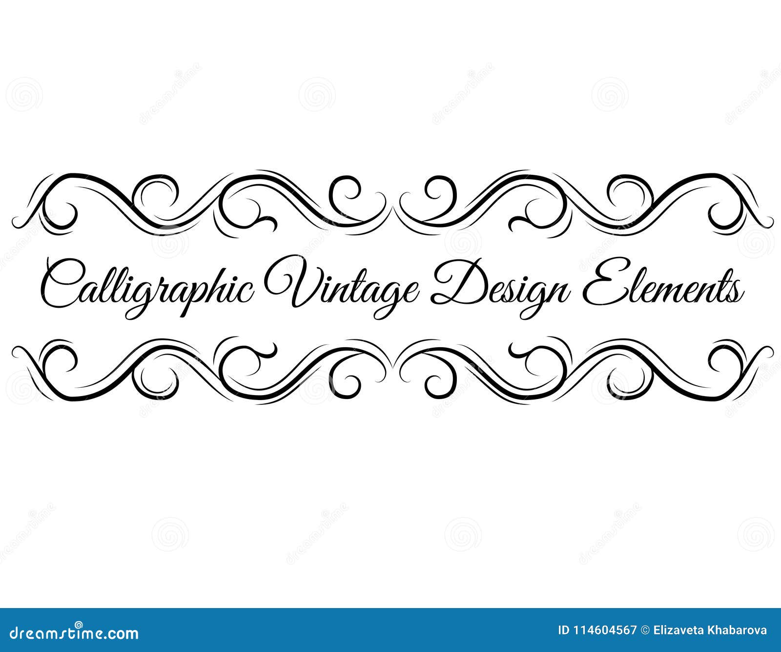 Calligraphic Design Elements. Swirls, Vintage Ornaments, Waves, Scroll ...