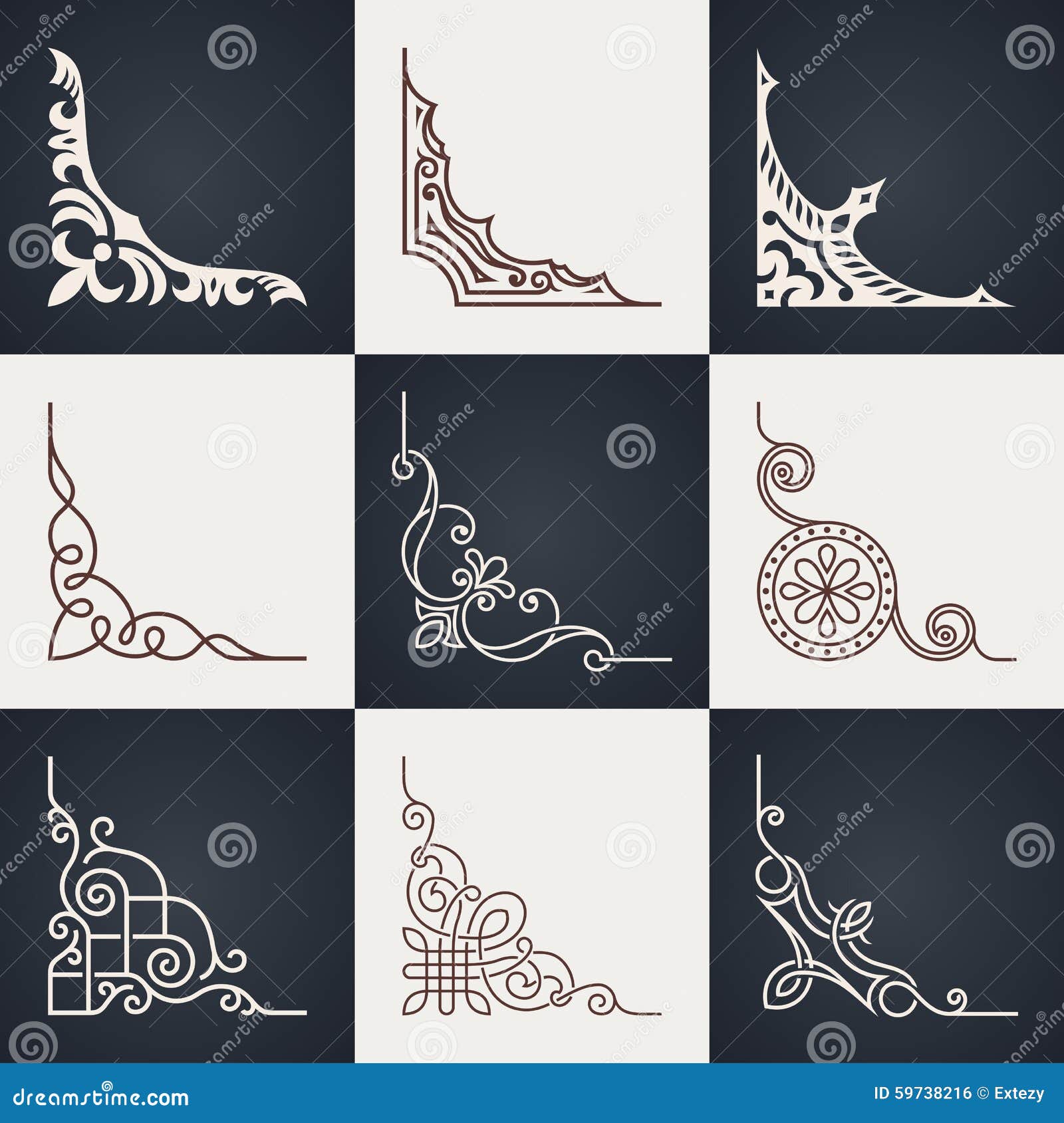 Vintage Corners And Lining Vector Illustration | CartoonDealer.com ...