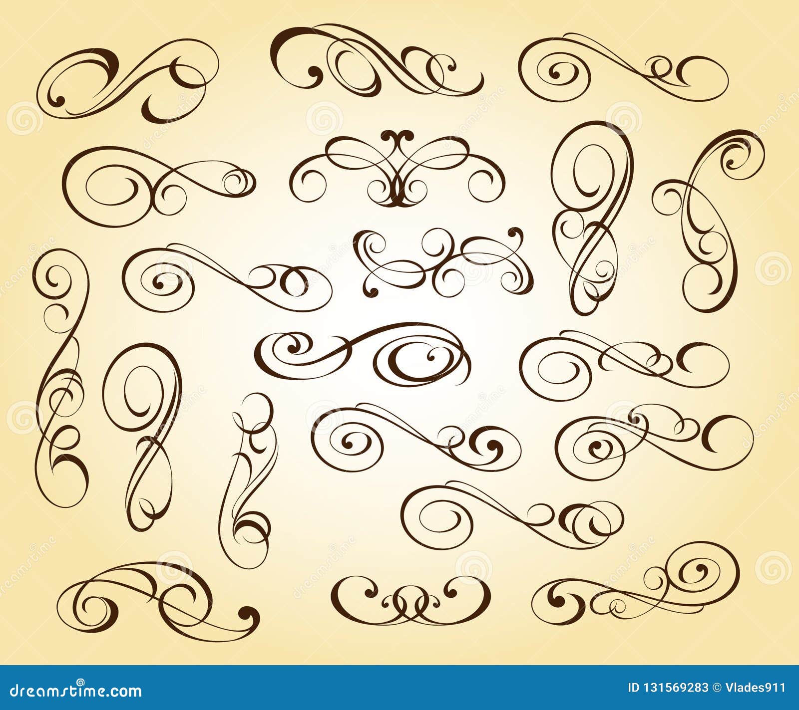 Calligraphic Elegant Elements Design.Vector Illustration. Stock Vector ...
