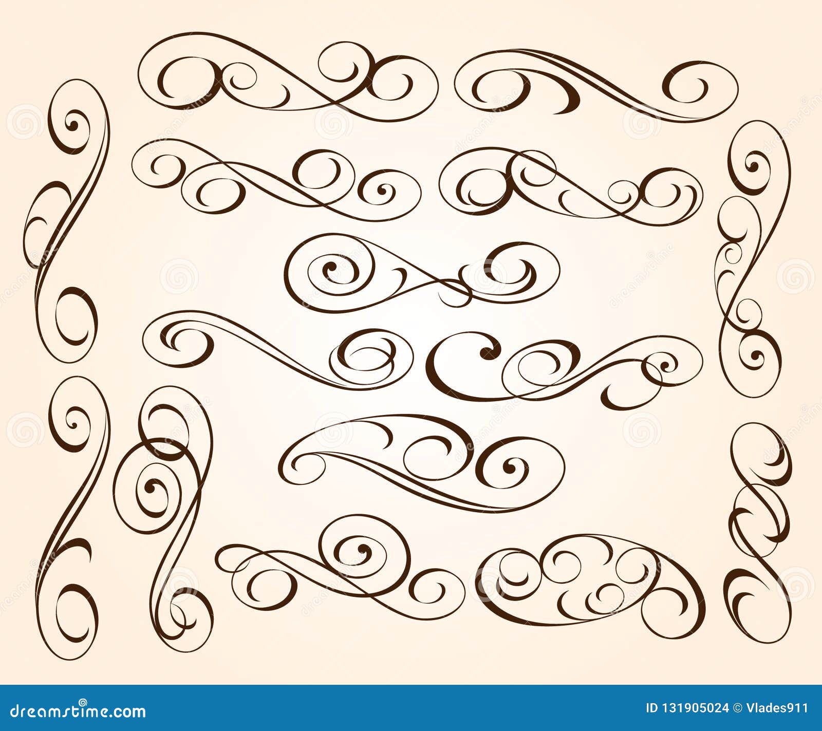 Calligraphic Elegant Elements Design.Vector Illustration. Stock Vector ...