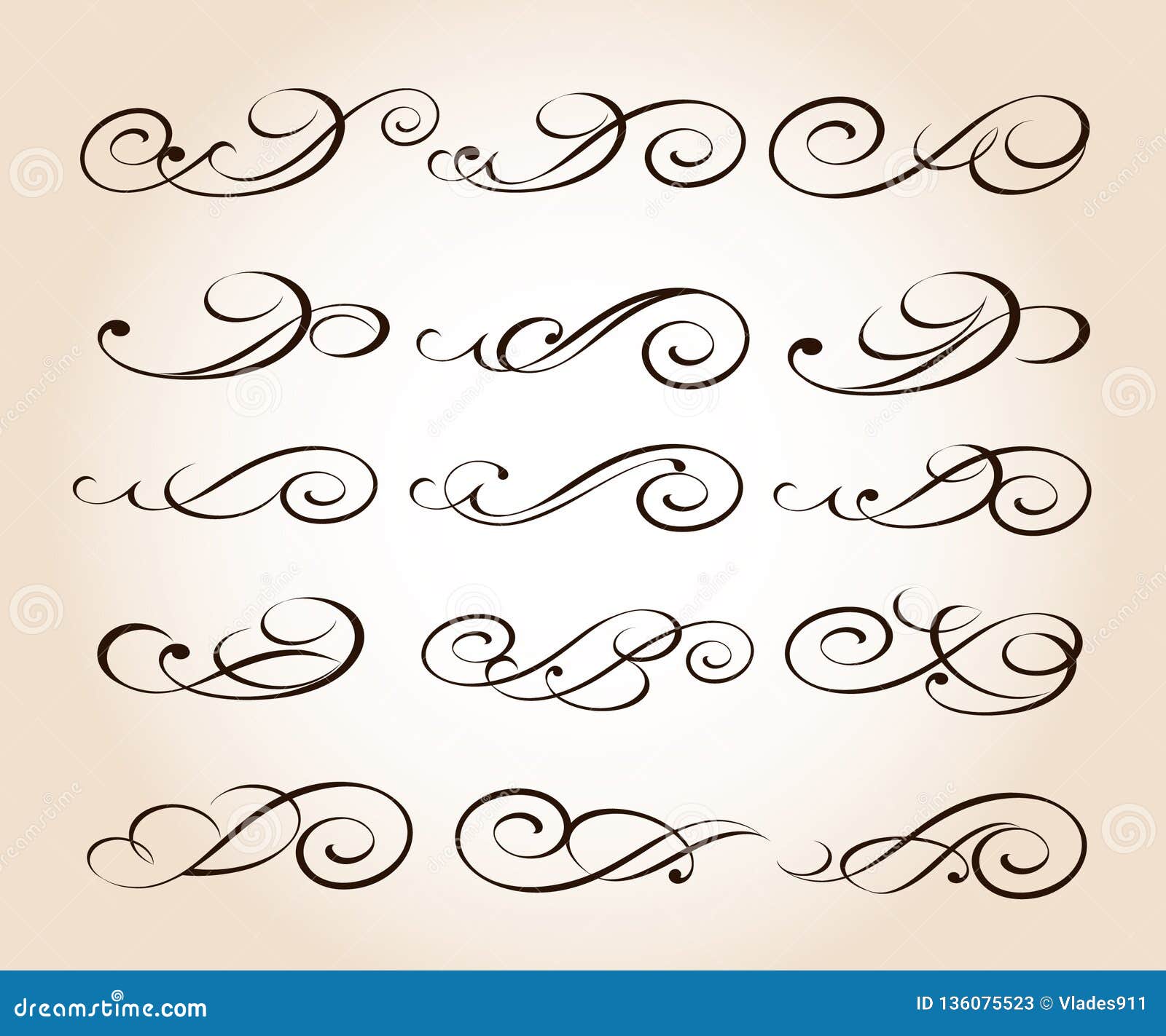 Calligraphic Elegant Elements Design.Vector Illustration. Stock Vector ...