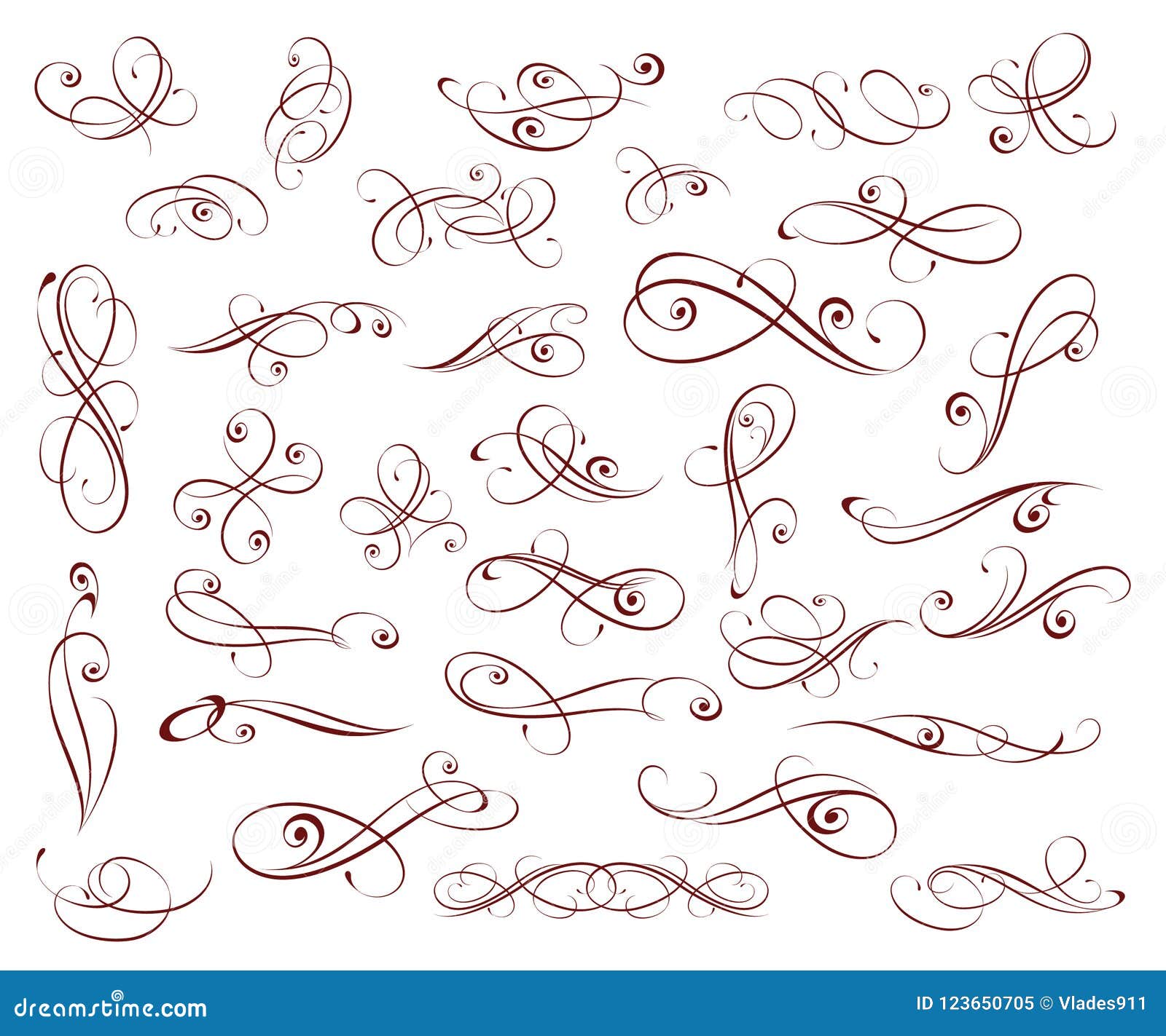 Calligraphic Elegant Elements Design.Vector Illustration. Stock Vector ...