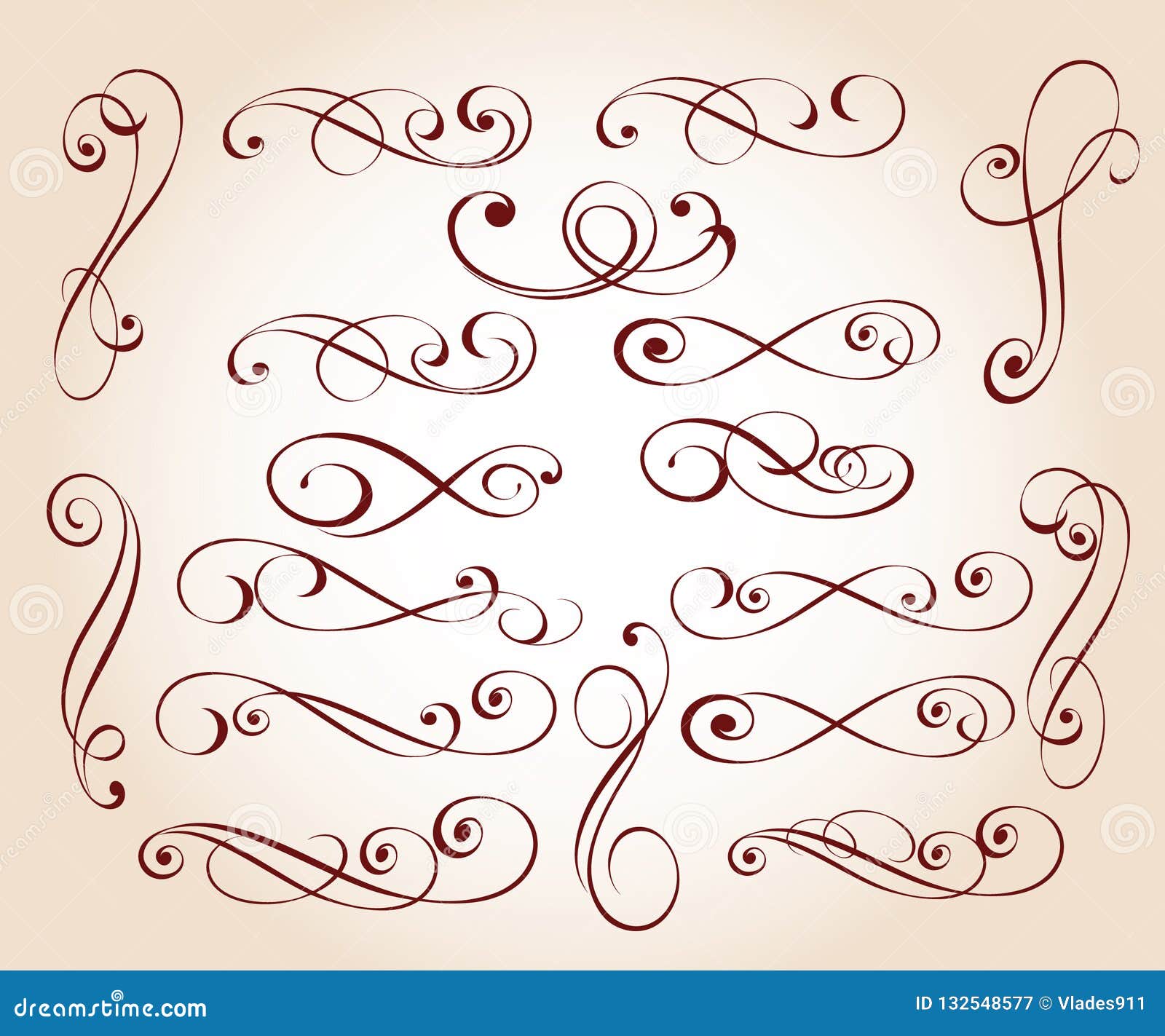 Calligraphic Elegant Elements Design.Vector Illustration. Stock Vector ...