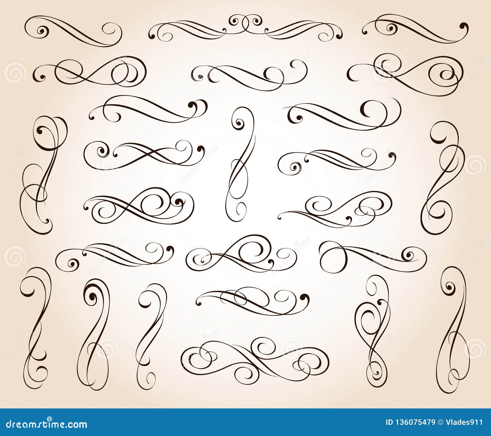 Calligraphic Elegant Elements Design.Vector Illustration. Stock Vector ...