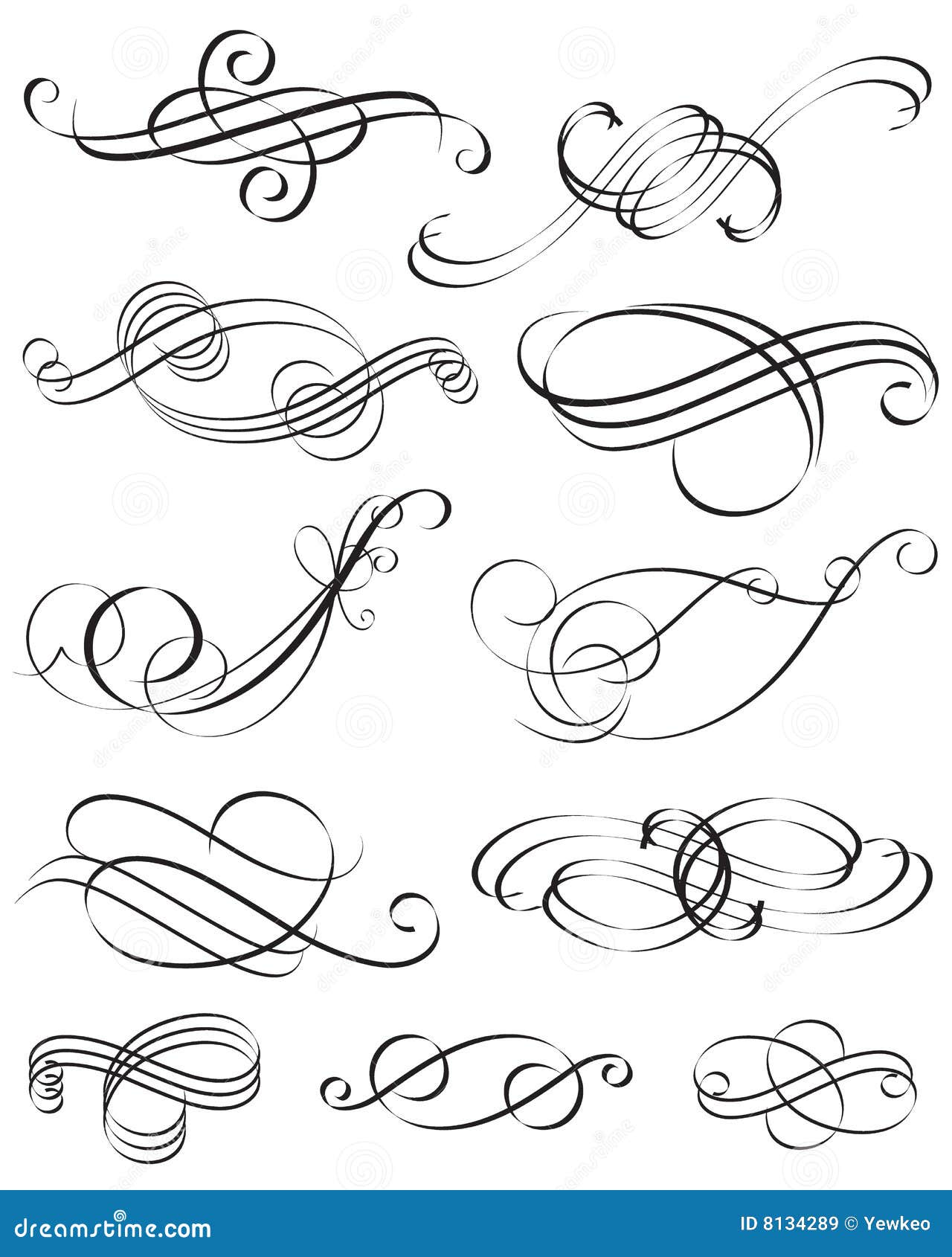 Calligraphic Elements stock vector. Illustration of foliage - 8134289