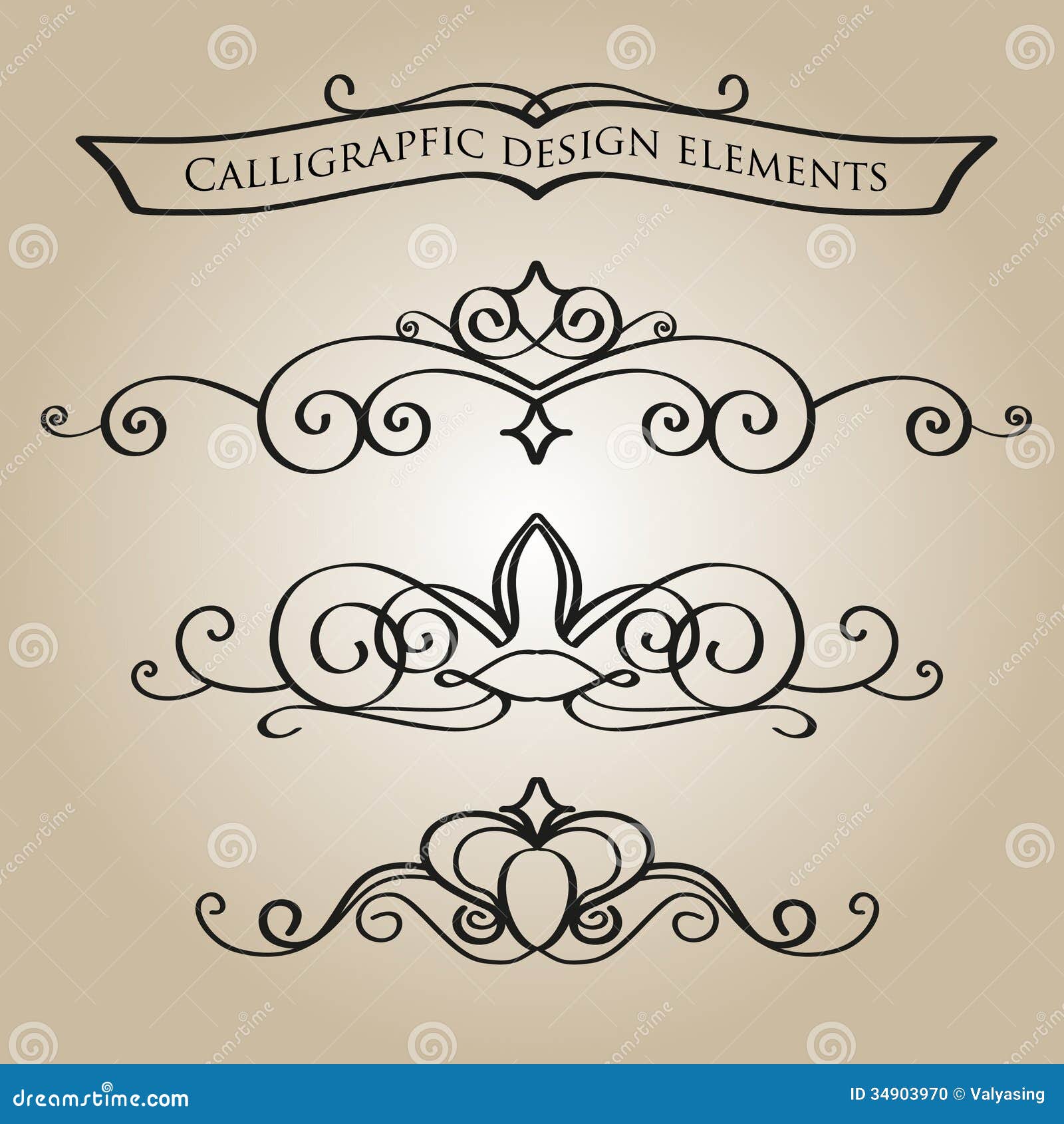 Calligraphic elements stock vector. Illustration of pattern - 34903970