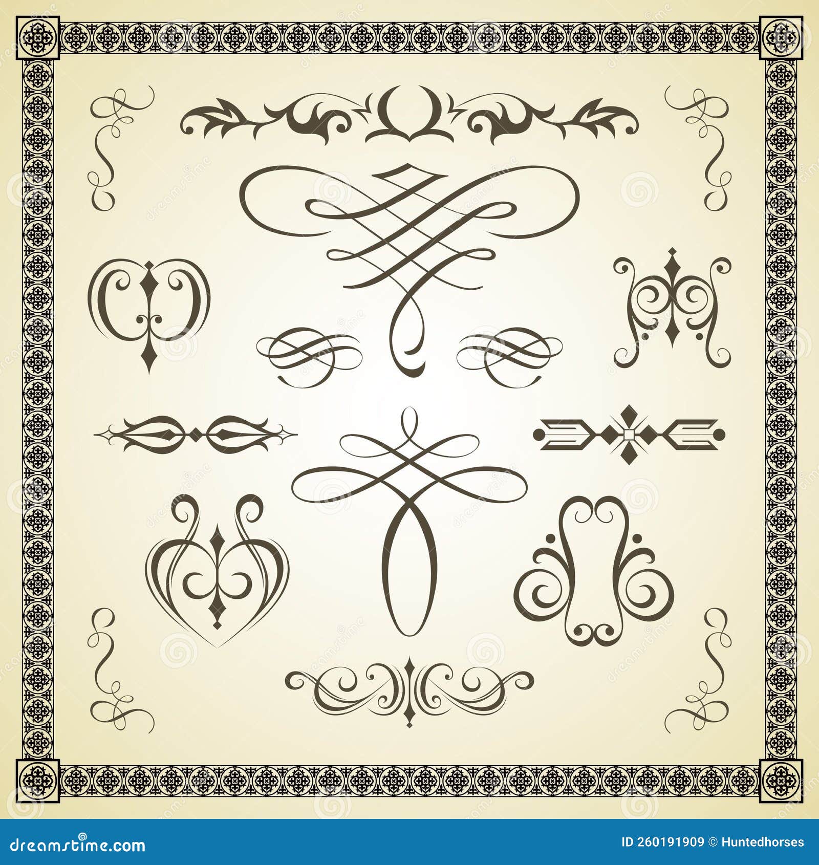 CALLIGRAPHIC ELEMENTS and PAGE DECORATION Stock Vector - Illustration ...