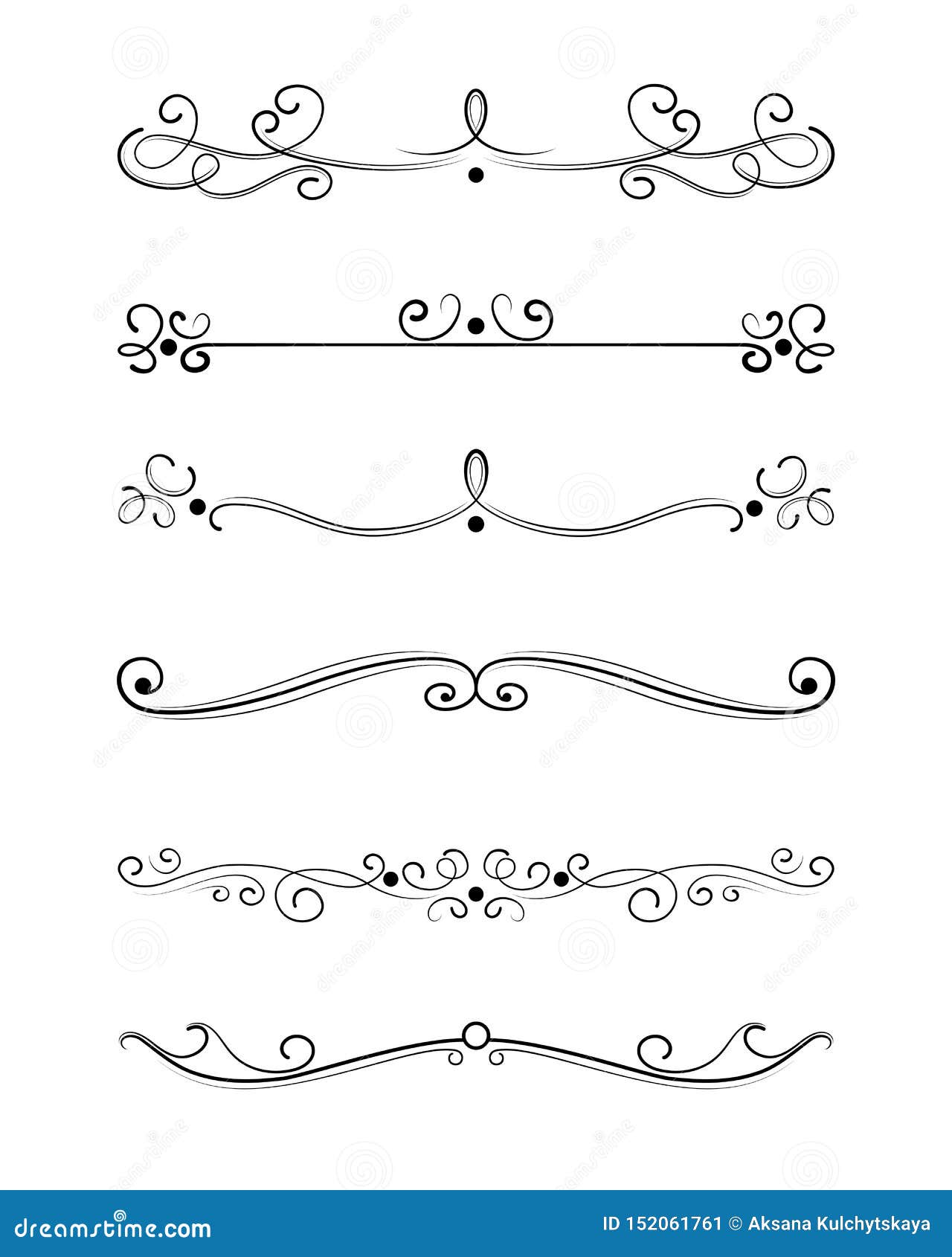 Calligraphic Elements Text Dividers Set-02 Stock Vector - Illustration ...