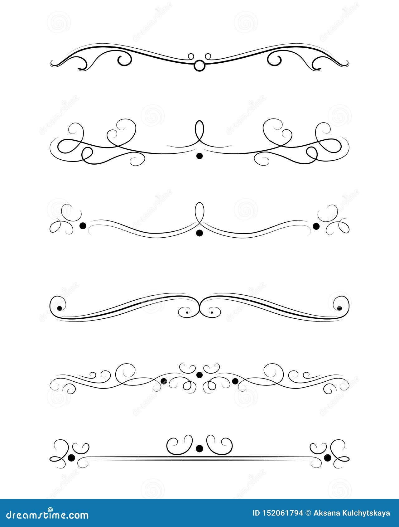 Calligraphic Elements Text Dividers Set-01 Stock Vector - Illustration ...