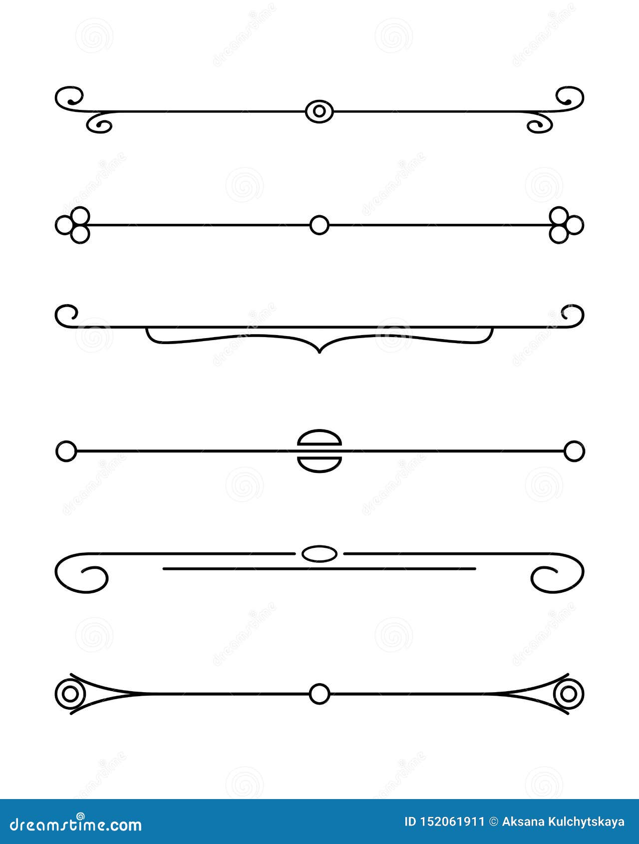 Calligraphic Elements Text Dividers Set-04 Stock Vector - Illustration ...