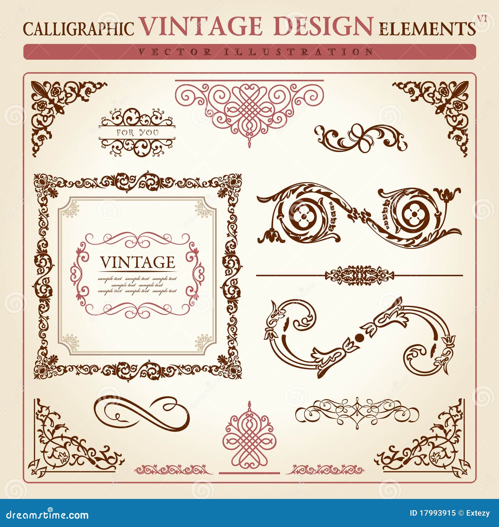 Calligraphic Elements Vintage Vector Frame Stock Vector - Illustration ...