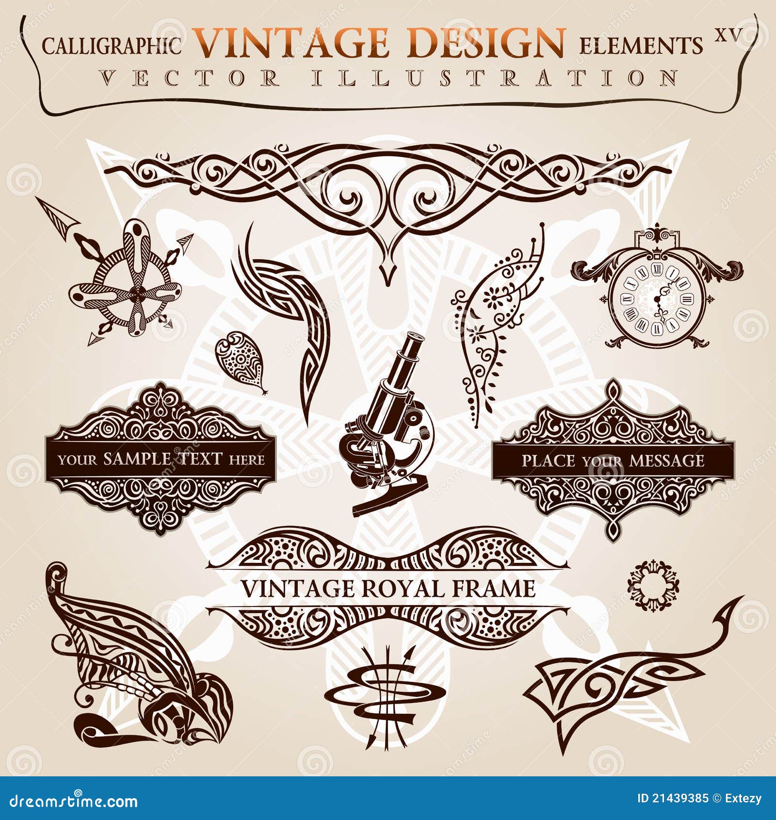Calligraphic Elements Vintage Vector Symbols Stock Vector ...