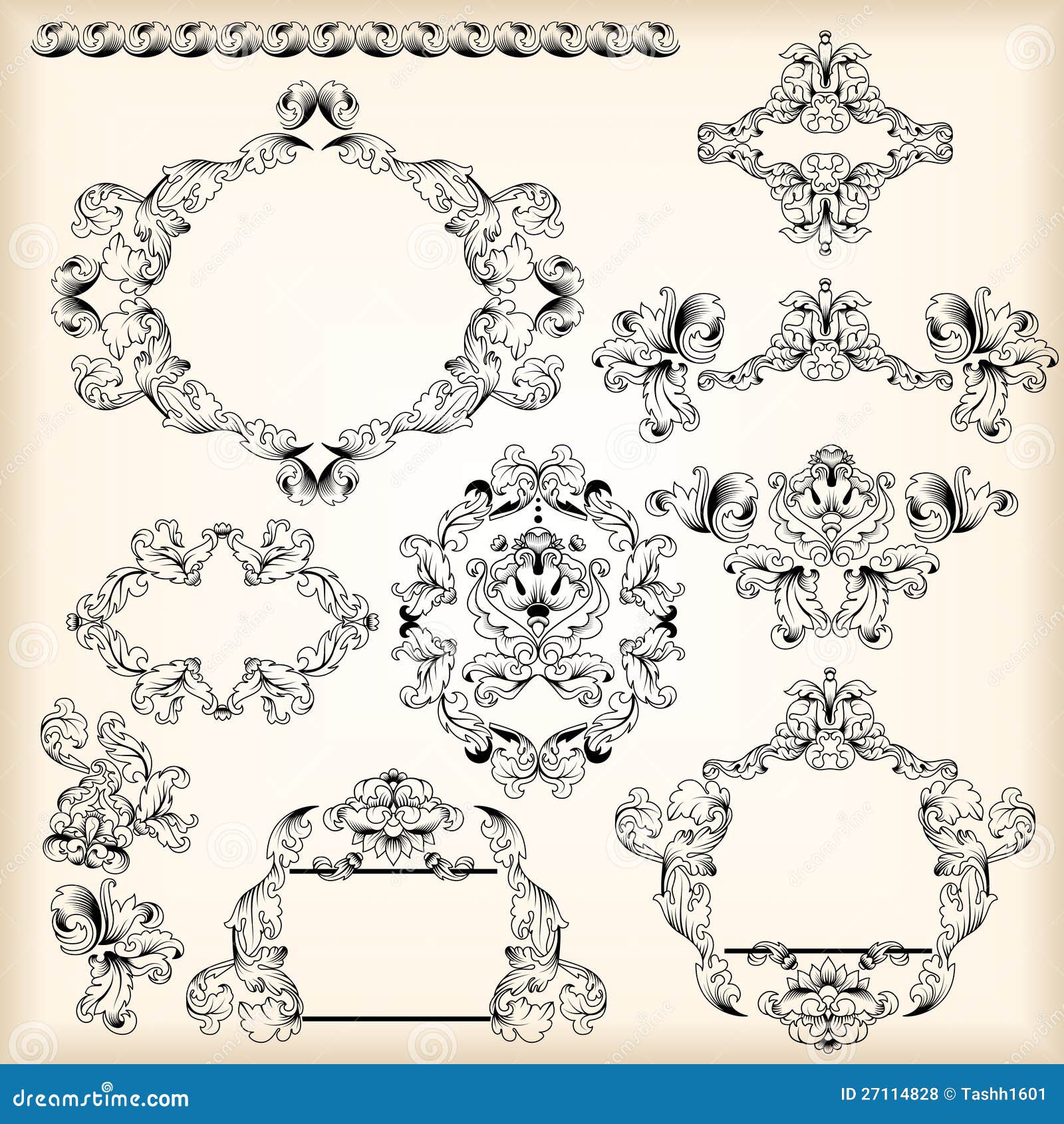 Calligraphic frame set stock vector. Illustration of panel - 27114828