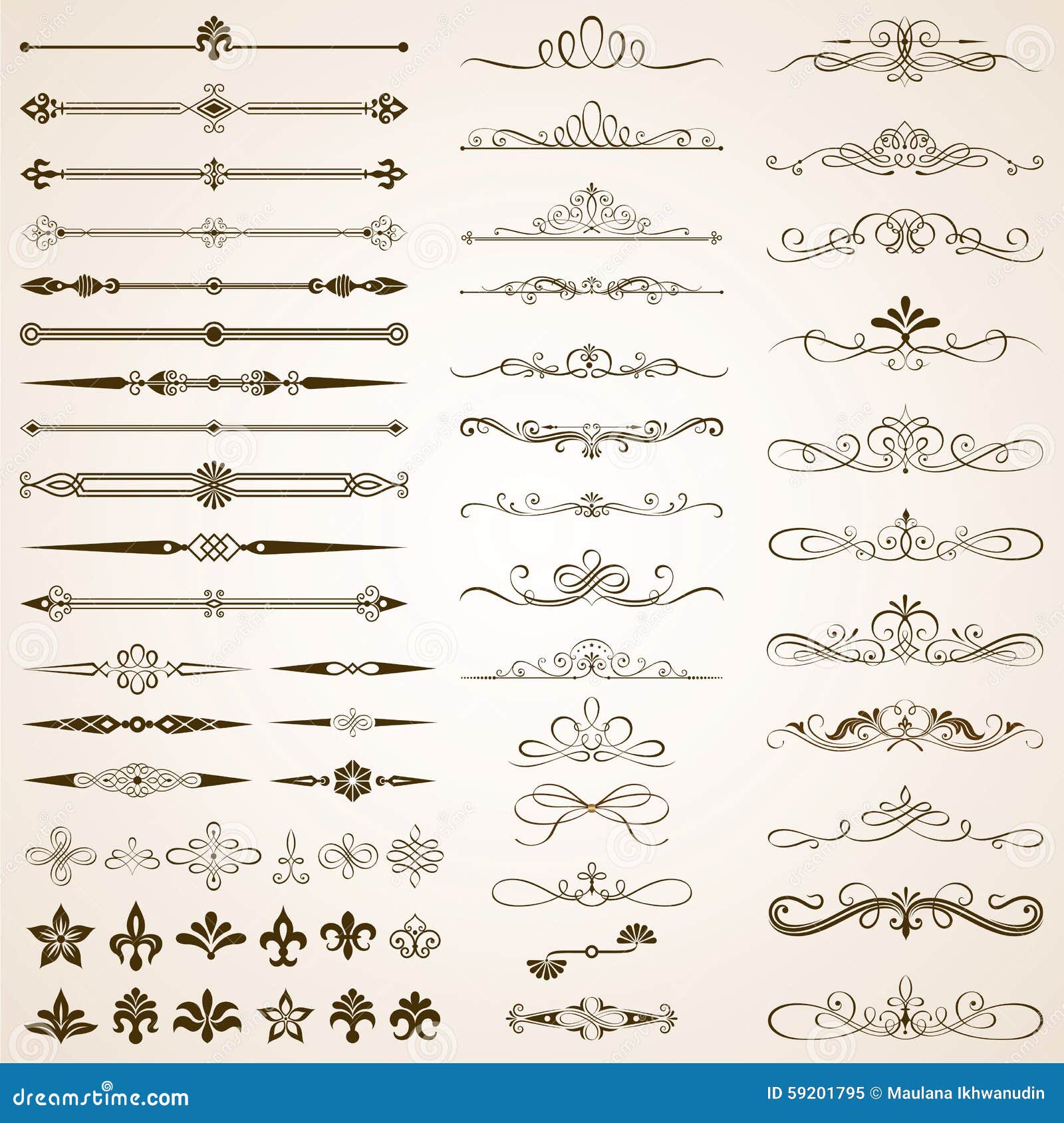 Calligraphic Frames and Border Elements Set Stock Vector - Illustration ...