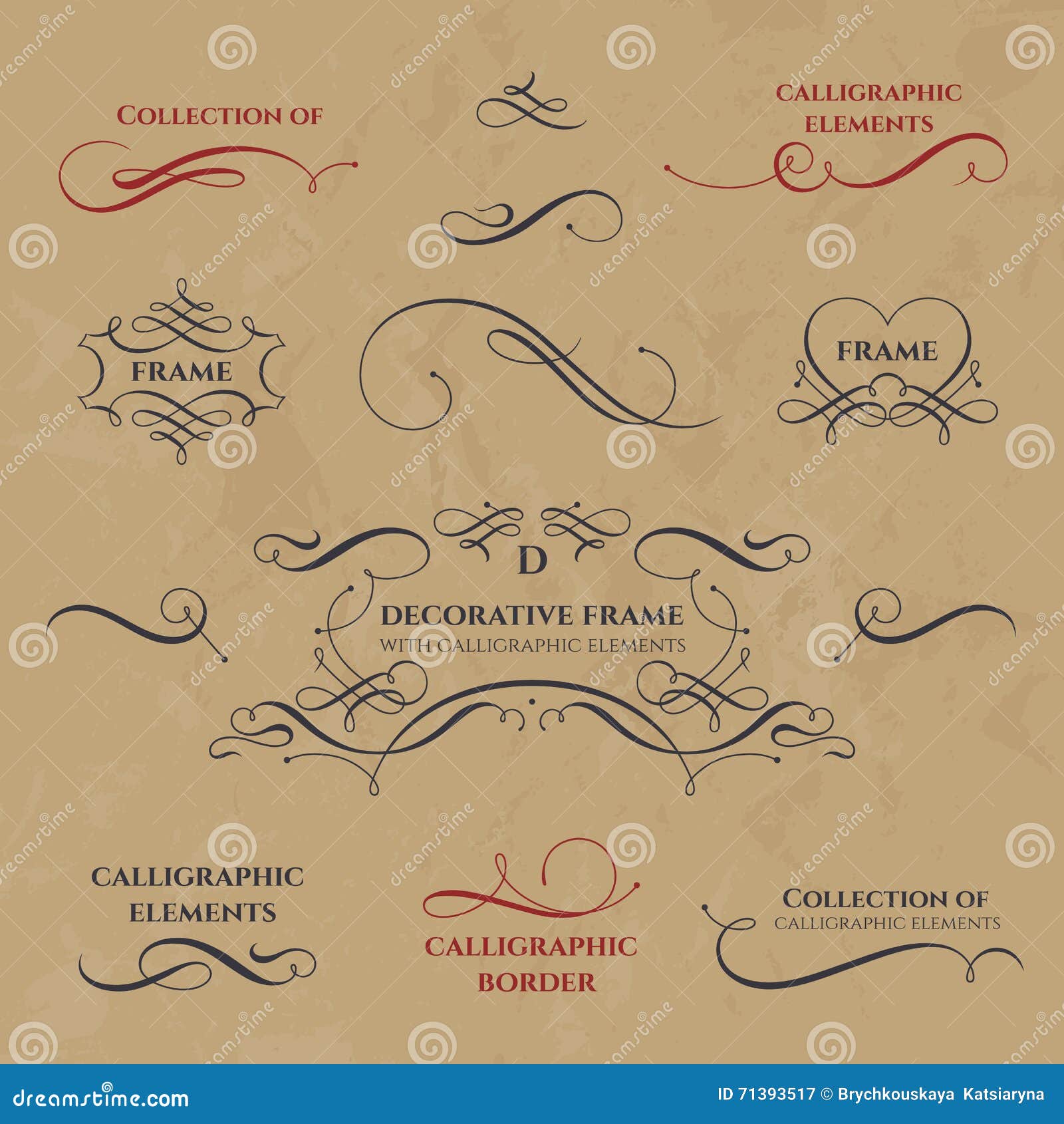 Calligraphic Frames and Borders. Stock Vector - Illustration of ...