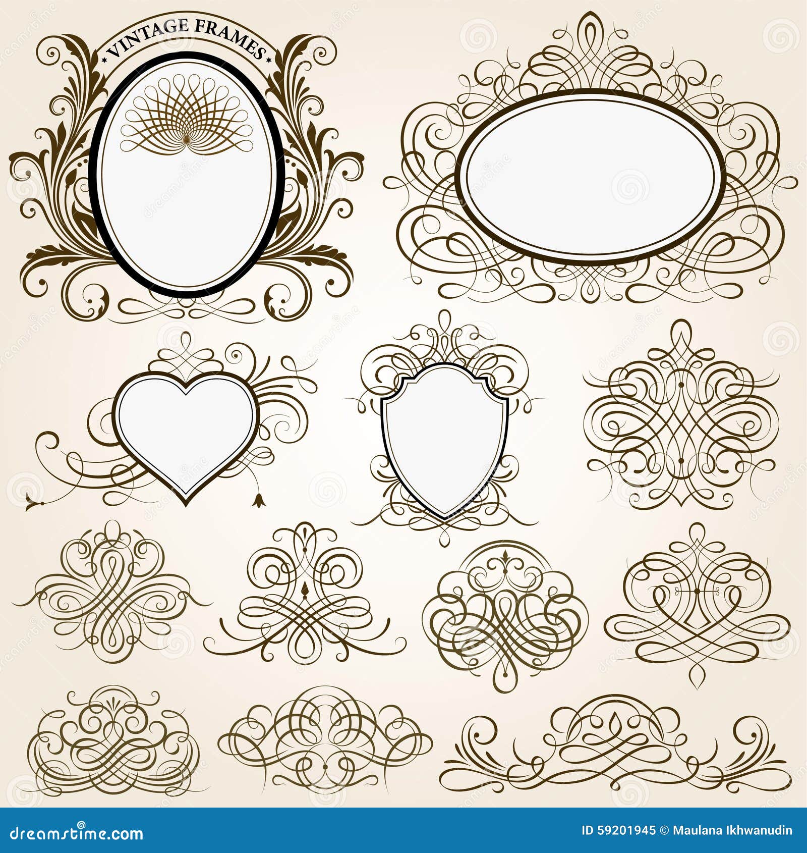 Calligraphic Frames and Design Elements Stock Vector - Illustration of ...