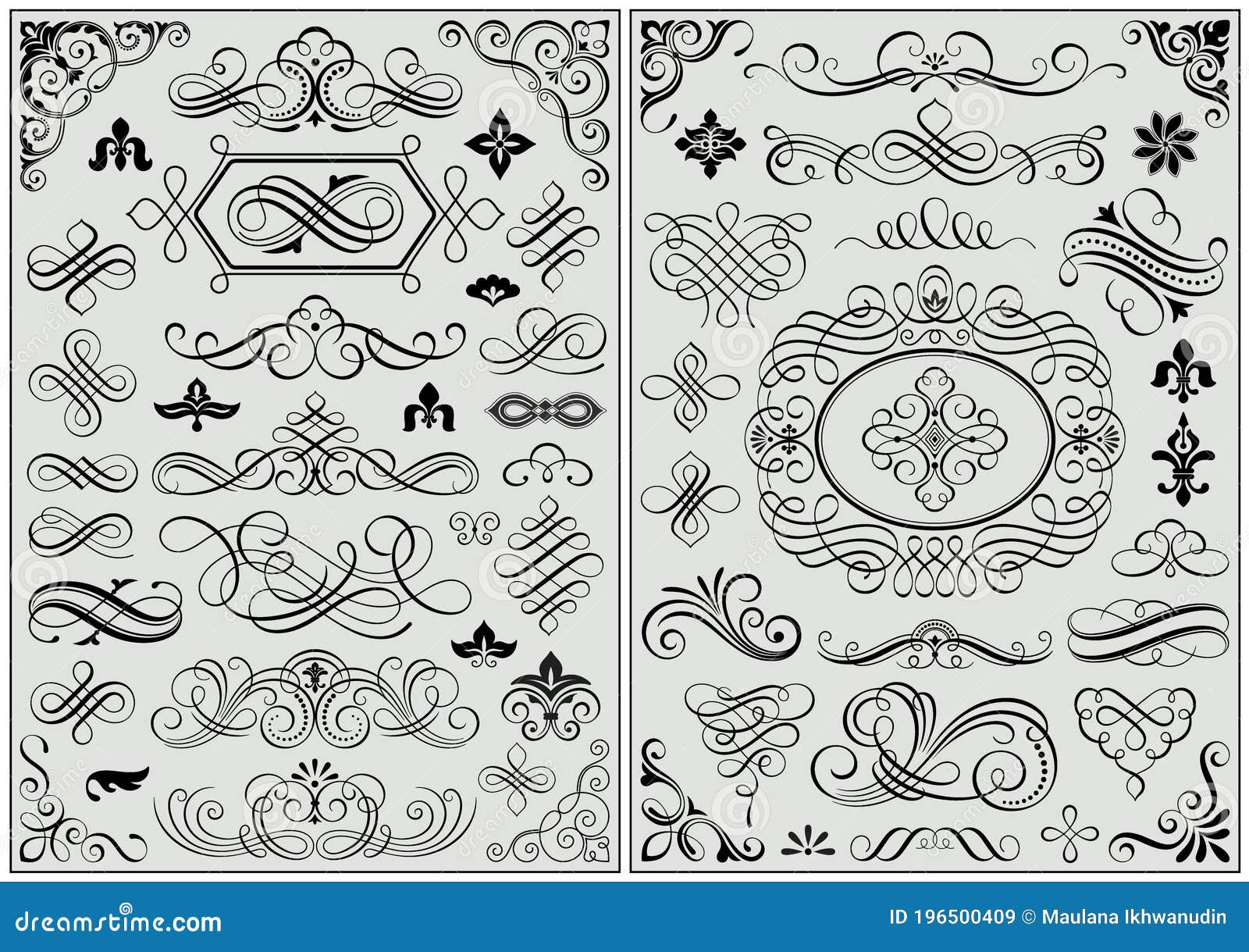 Calligraphic Frames and Design Elements Vector Set Stock Vector ...