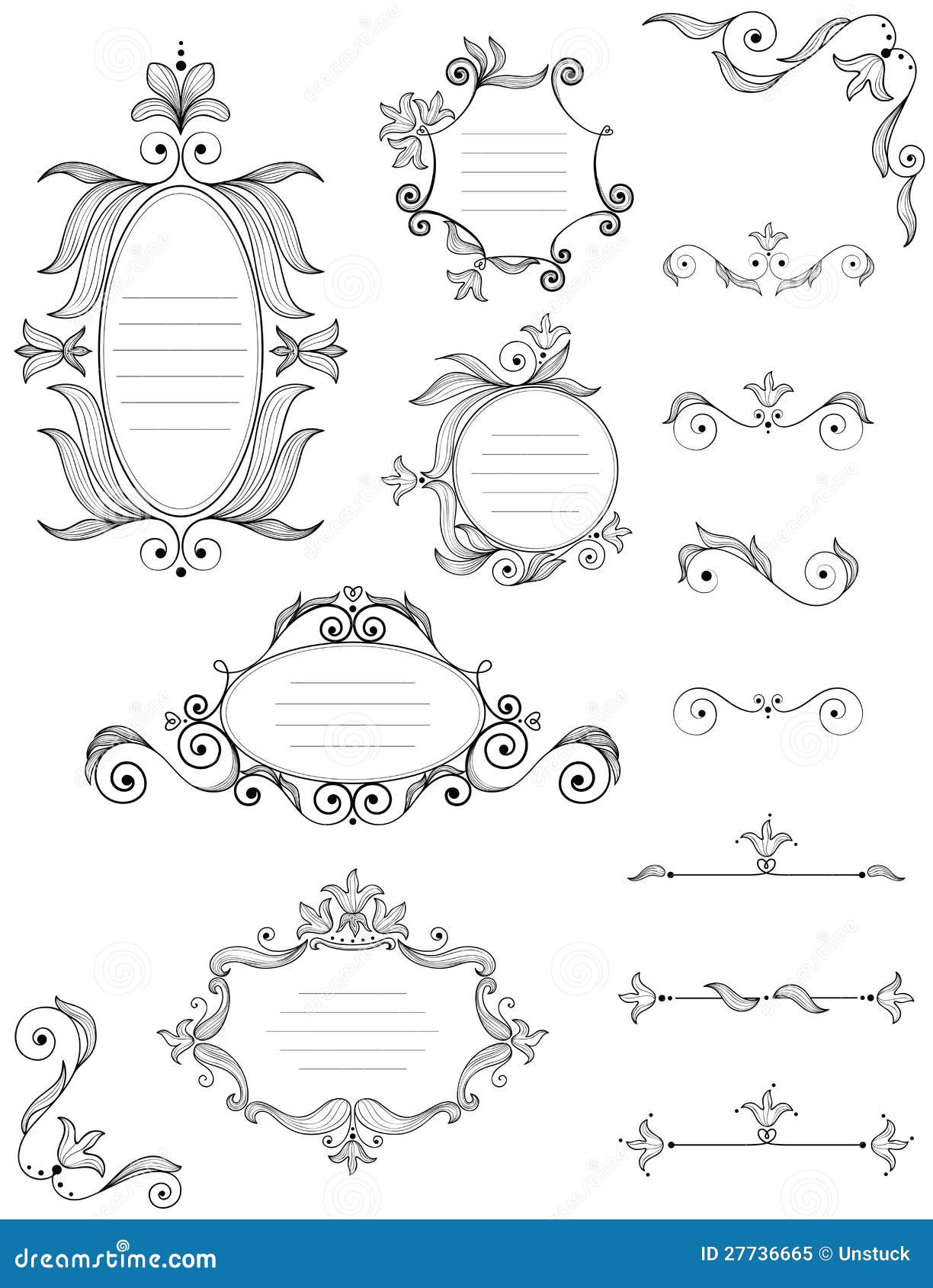 Calligraphic Frames and Elements Stock Vector - Illustration of border ...