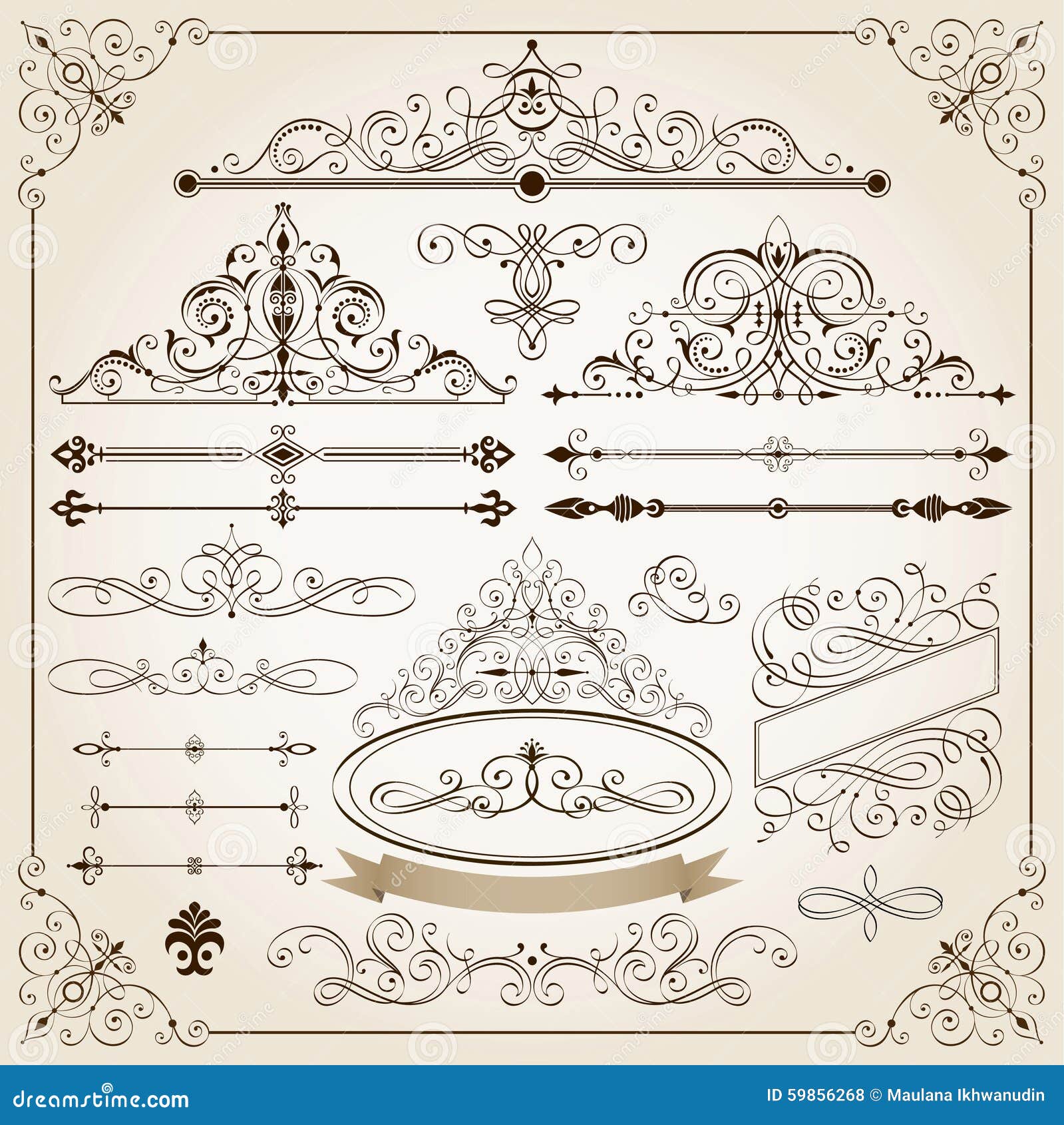Calligraphic Frames III stock vector. Illustration of divider - 59856268