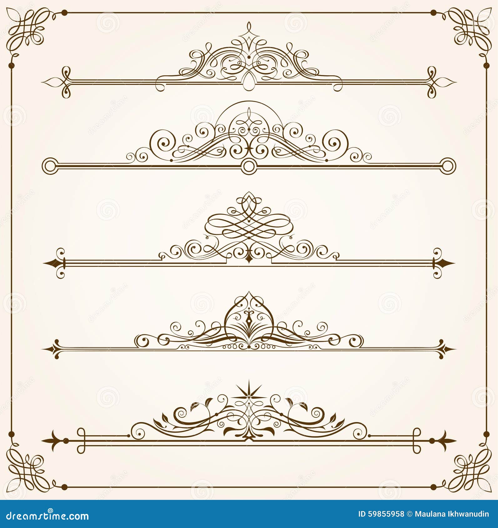 Calligraphic Frames stock vector. Illustration of angle - 59855958