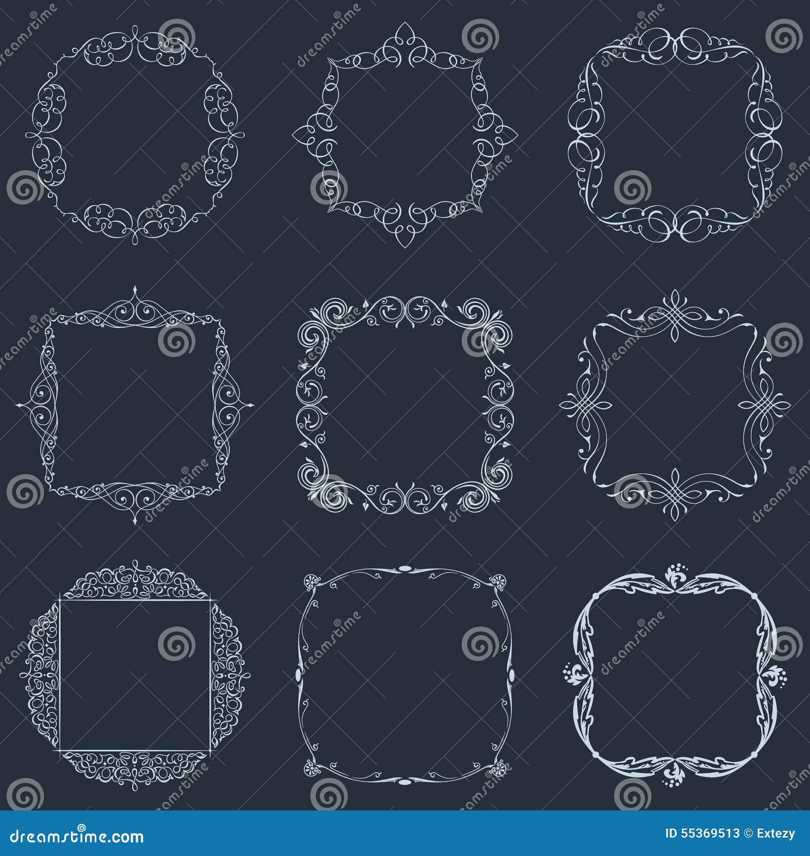 Calligraphic Frames Set and Page Decoration Stock Vector - Illustration ...