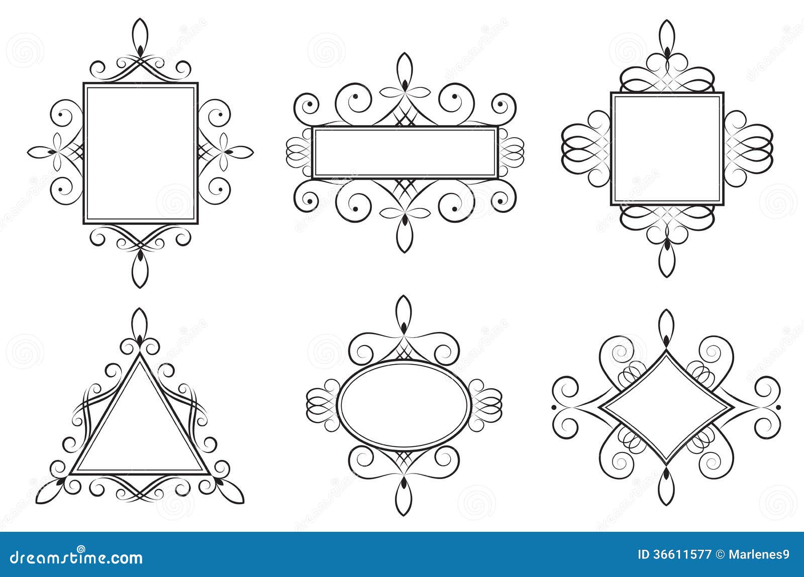 Calligraphic Frames stock illustration. Illustration of style - 36611577