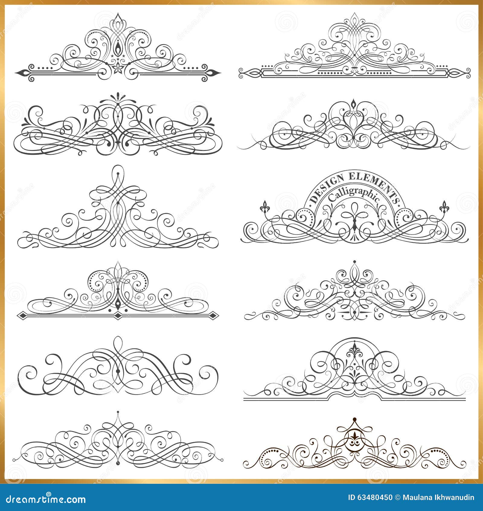 Calligraphic Frames Vector Set Stock Vector - Illustration of banner ...